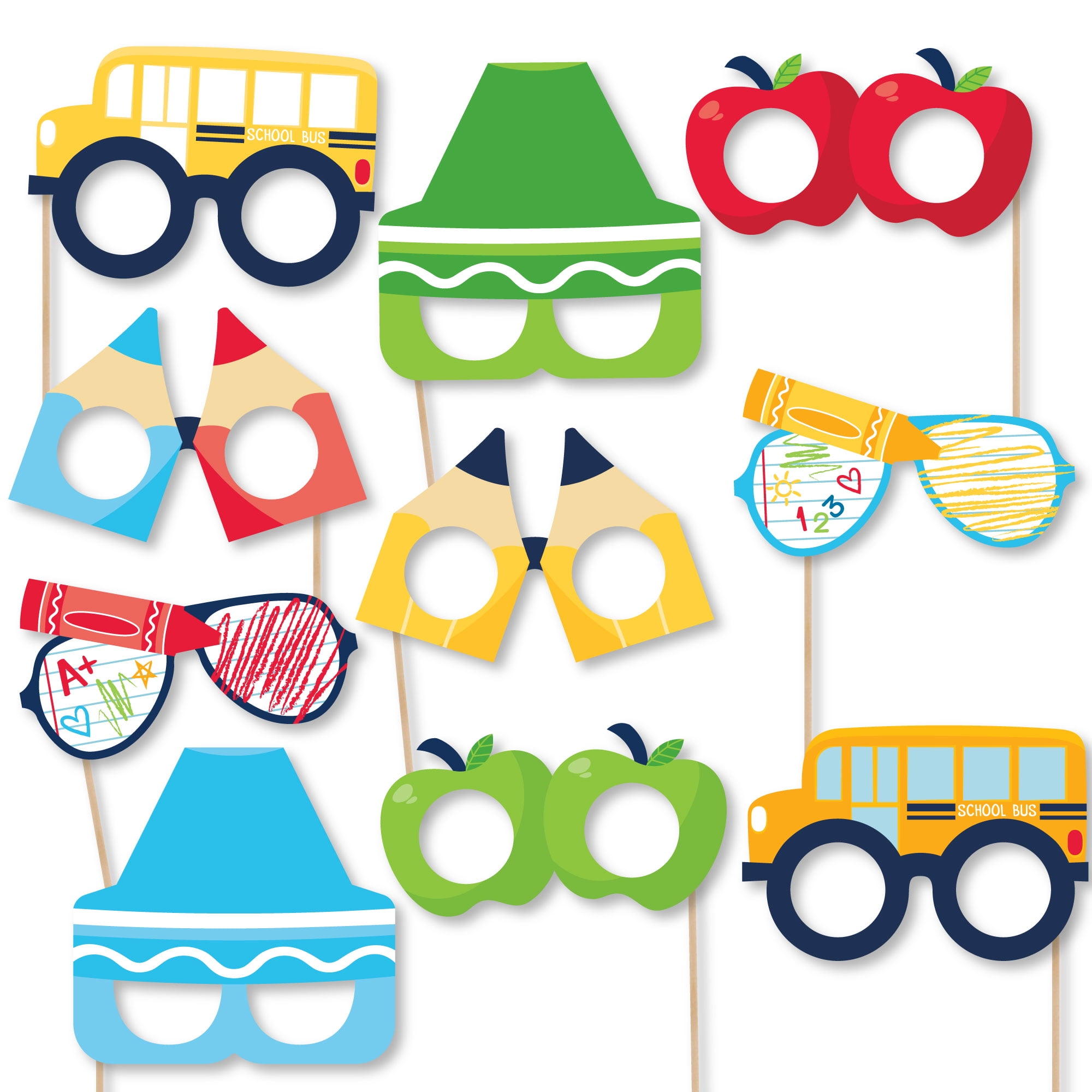 Big Dot of Happiness School Supplies Glasses and Masks - Paper Card ...