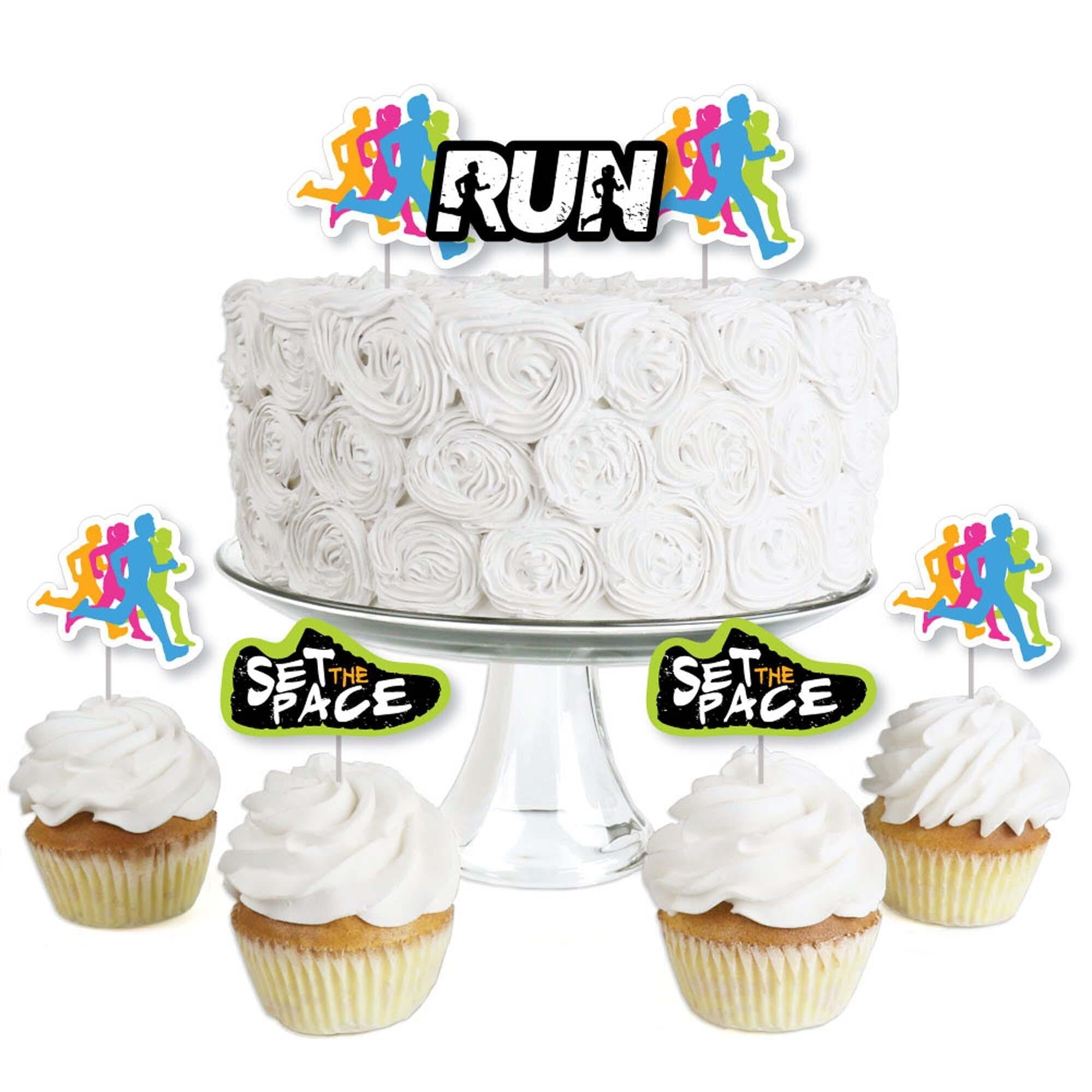 Big Dot of Happiness Set the Pace - Running - Dessert Cupcake Toppers ...