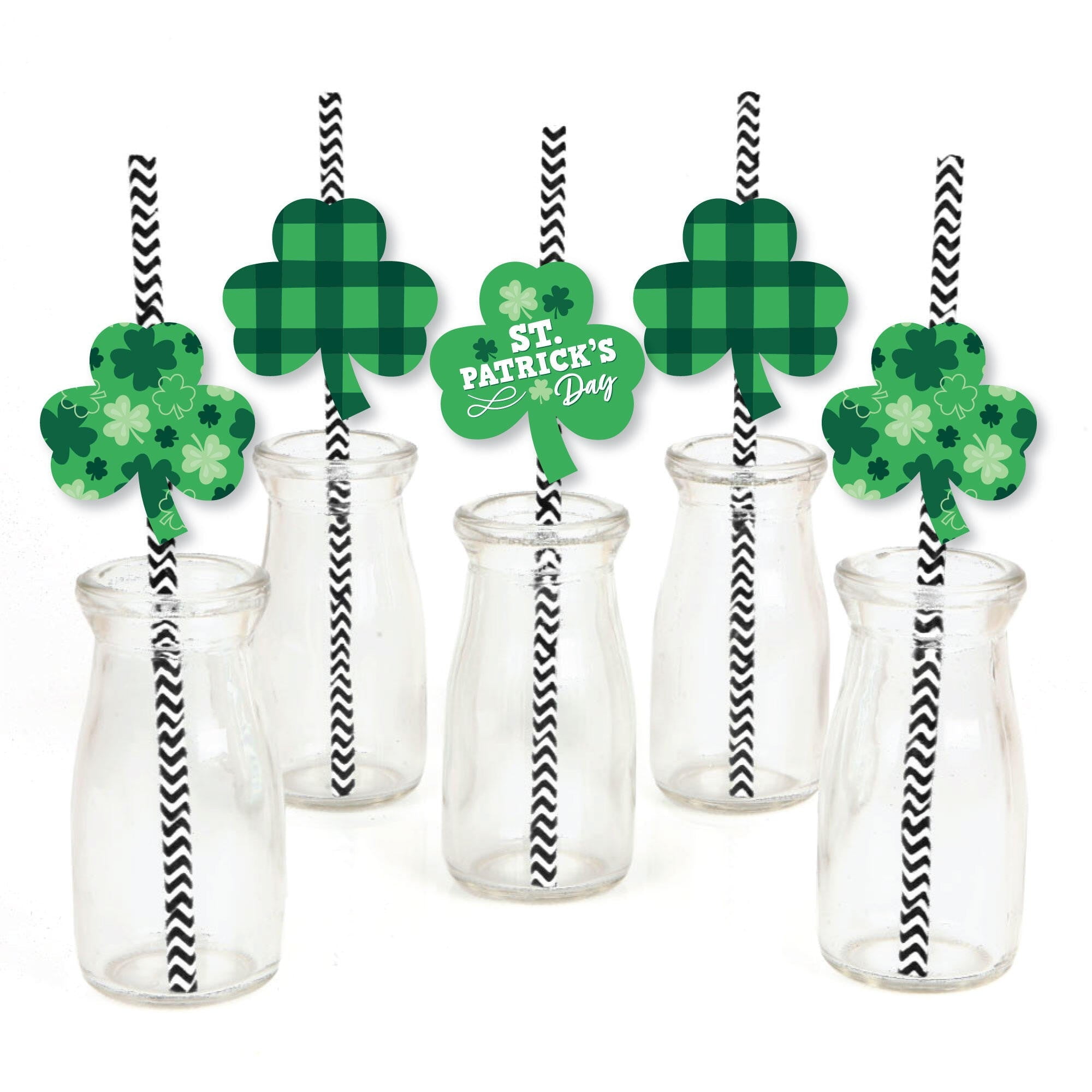 Big Dot of Happiness Shamrock St. Patrick's Day - Paper Straw Decor ...