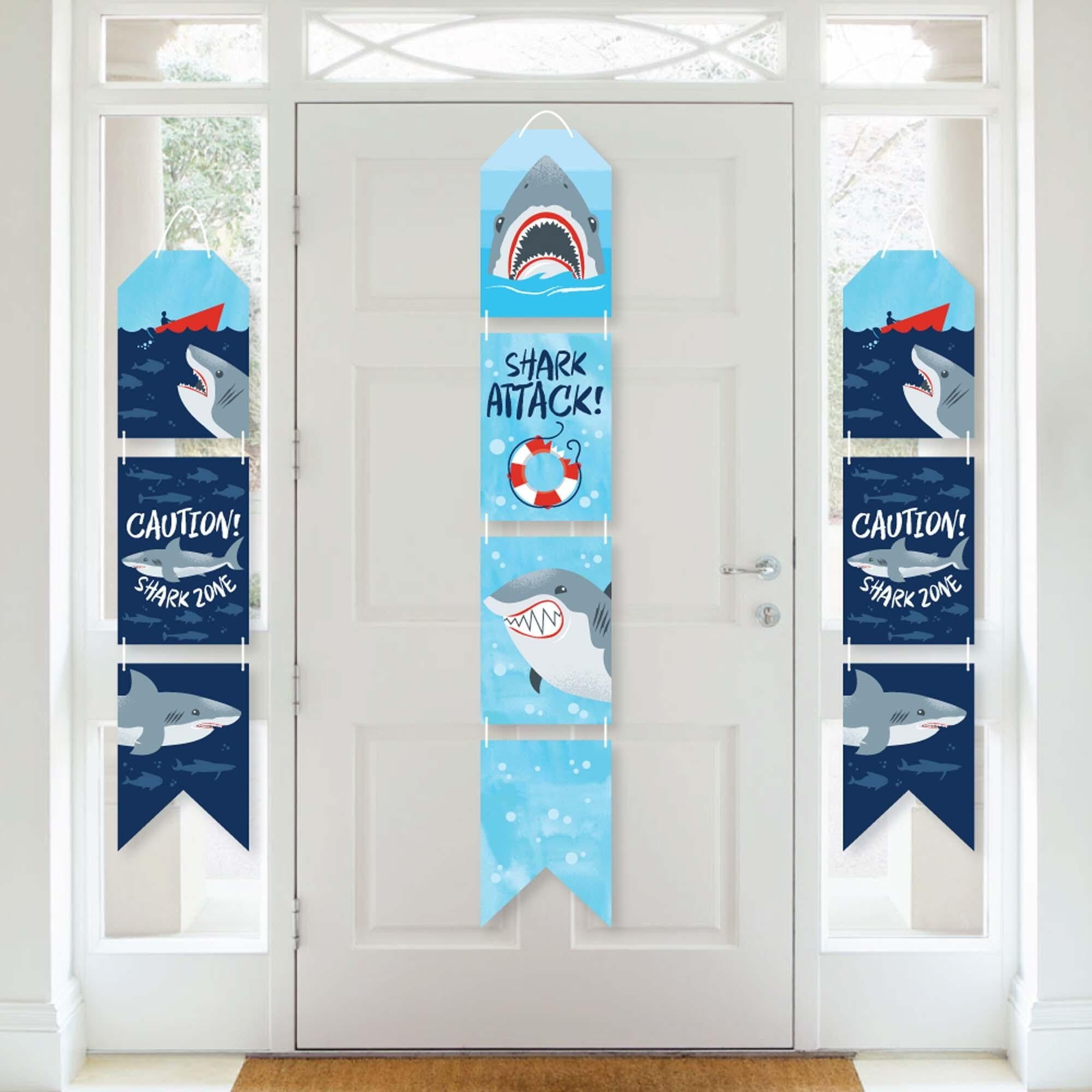 Big Dot of Happiness Shark Zone - Hanging Vertical Paper Door Banners ...