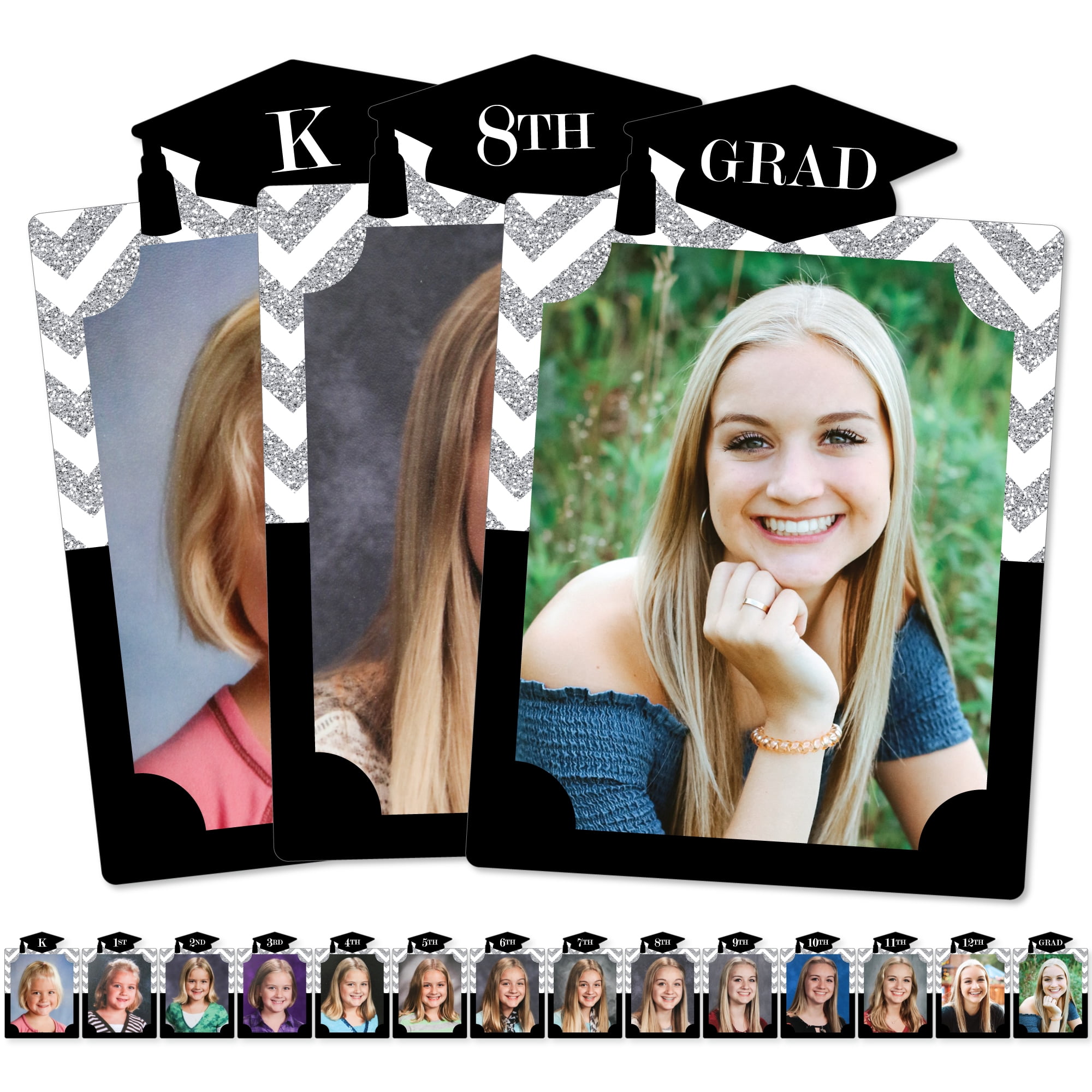 Big Dot of Happiness Silver Graduation 8 x 10 inches K-12 School Photo ...