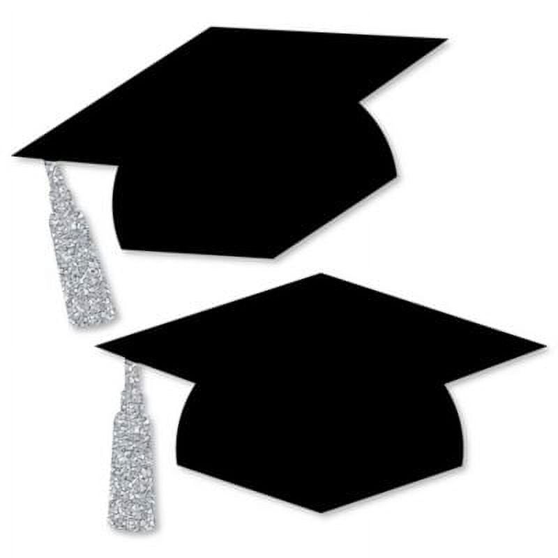 Big Dot of Happiness Silver Graduation Hat Decorations - DIY Large ...