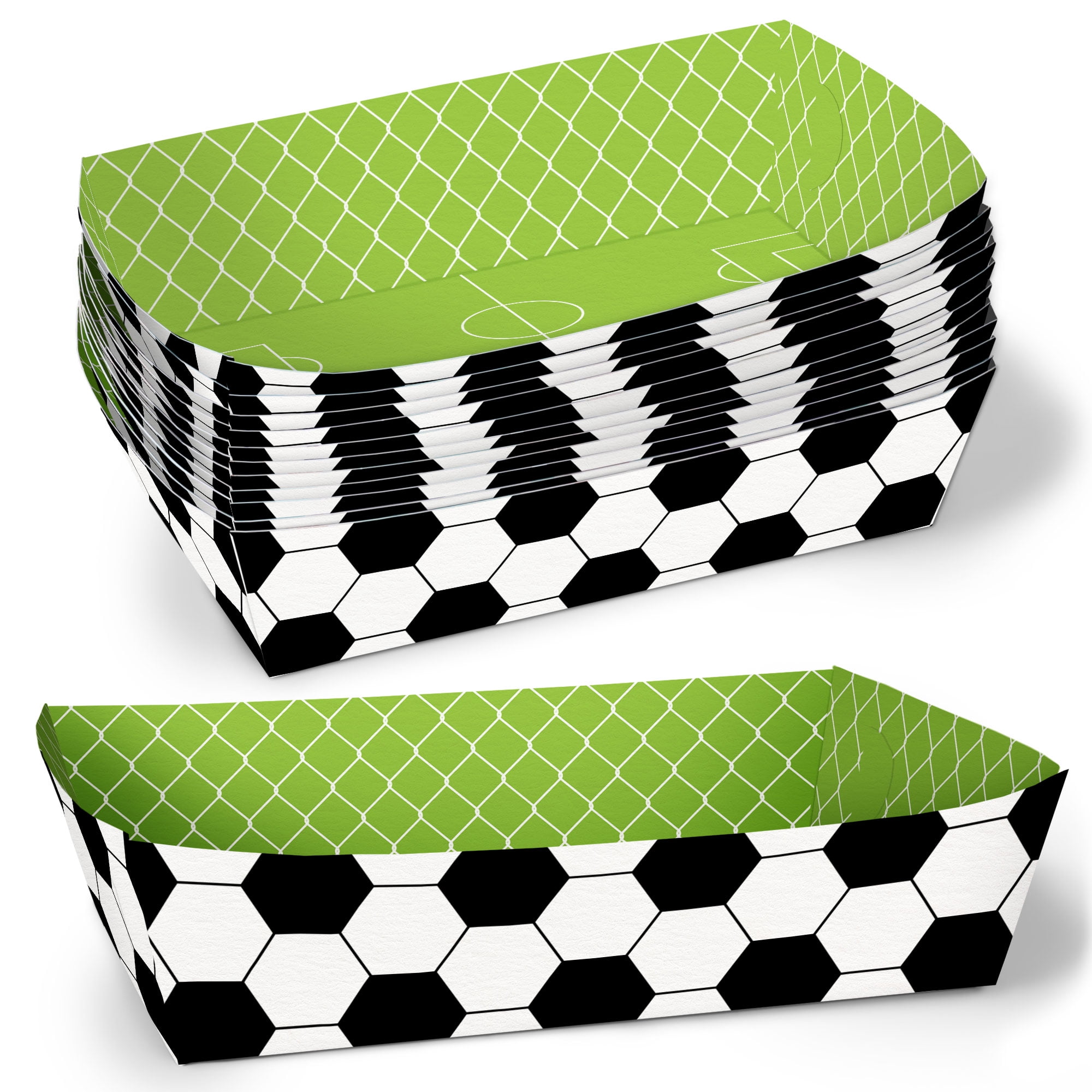 Big Dot of Happiness Soccer Party Paper Food Trays, Disposable Double ...