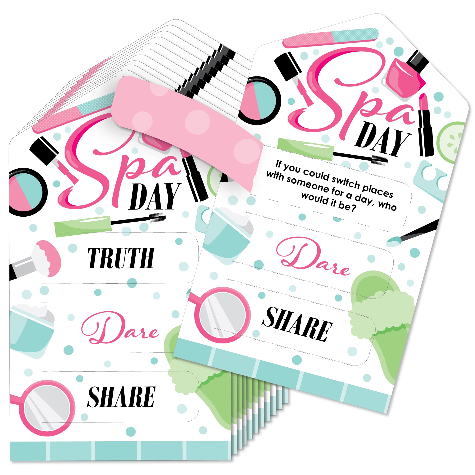 Big Dot of Happiness Spa Day - Girls Makeup Party Game Pickle Cards ...