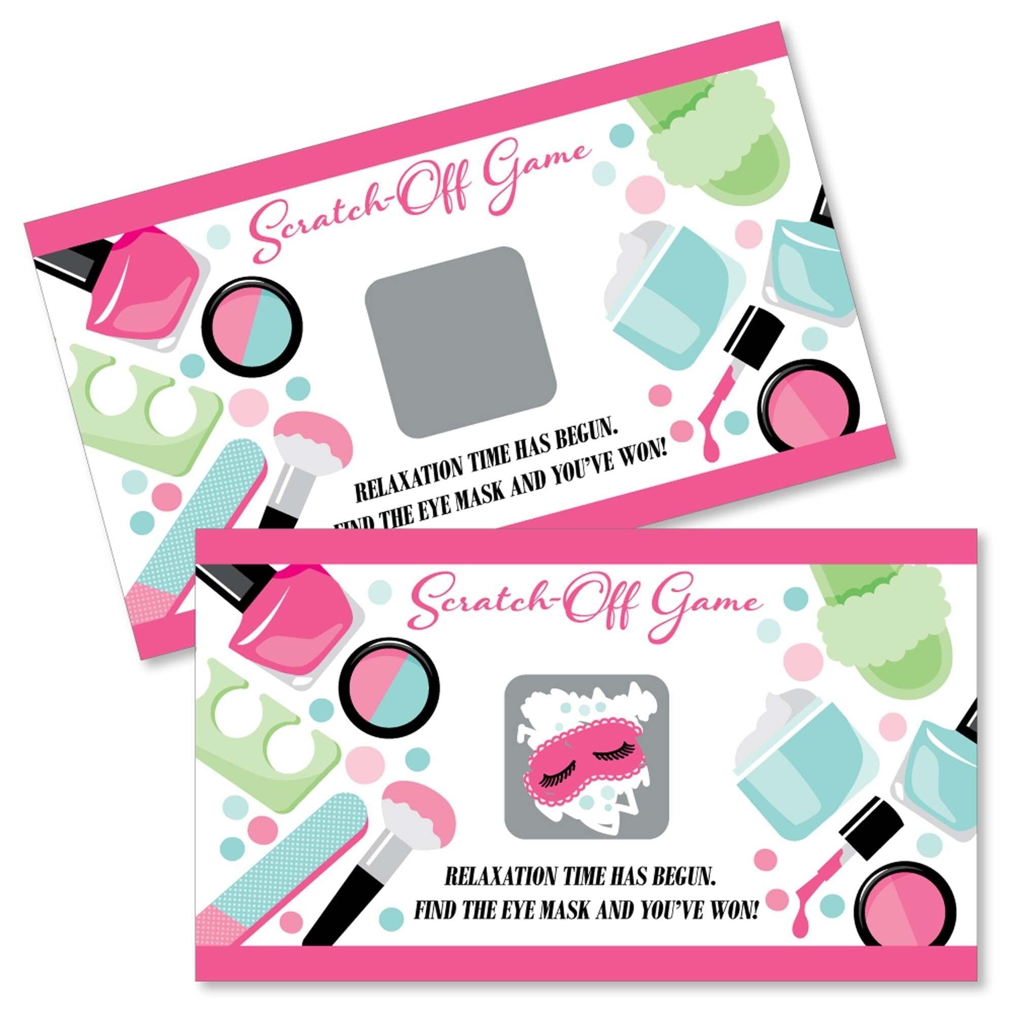 Big Dot of Happiness Spa Day - Girls Makeup Party Game Scratch Off ...