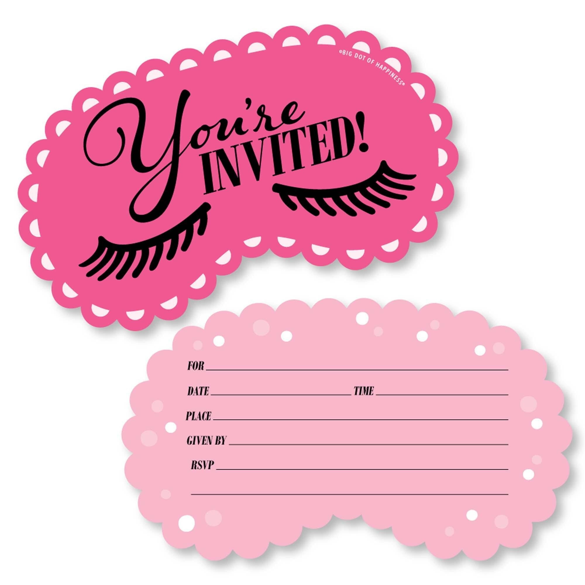 Big Dot of Happiness Spa Day - Shaped Fill-In Invitations - Girls ...