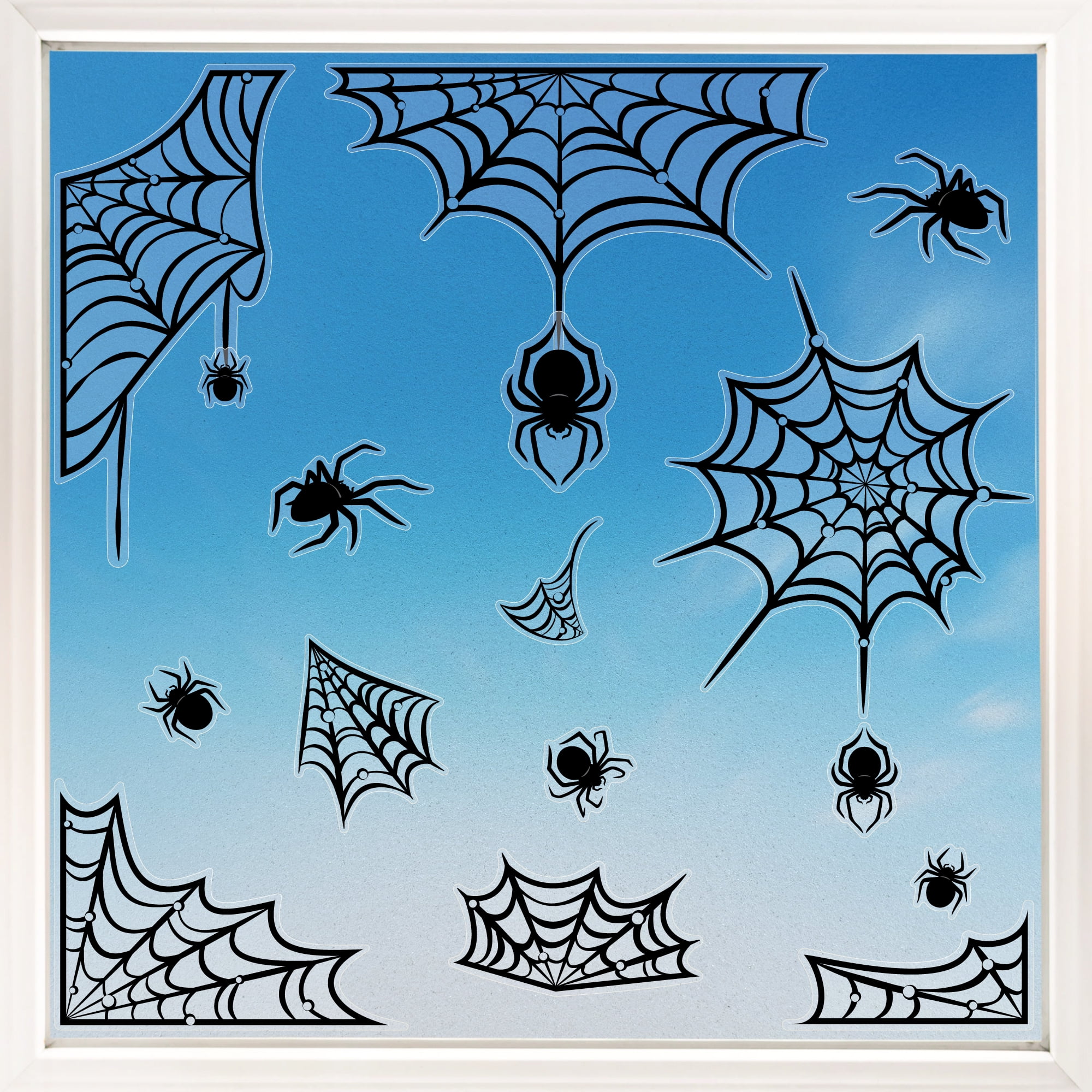 Big Dot of Happiness Spider Webs Window Clings, Reusable Window Sticker ...