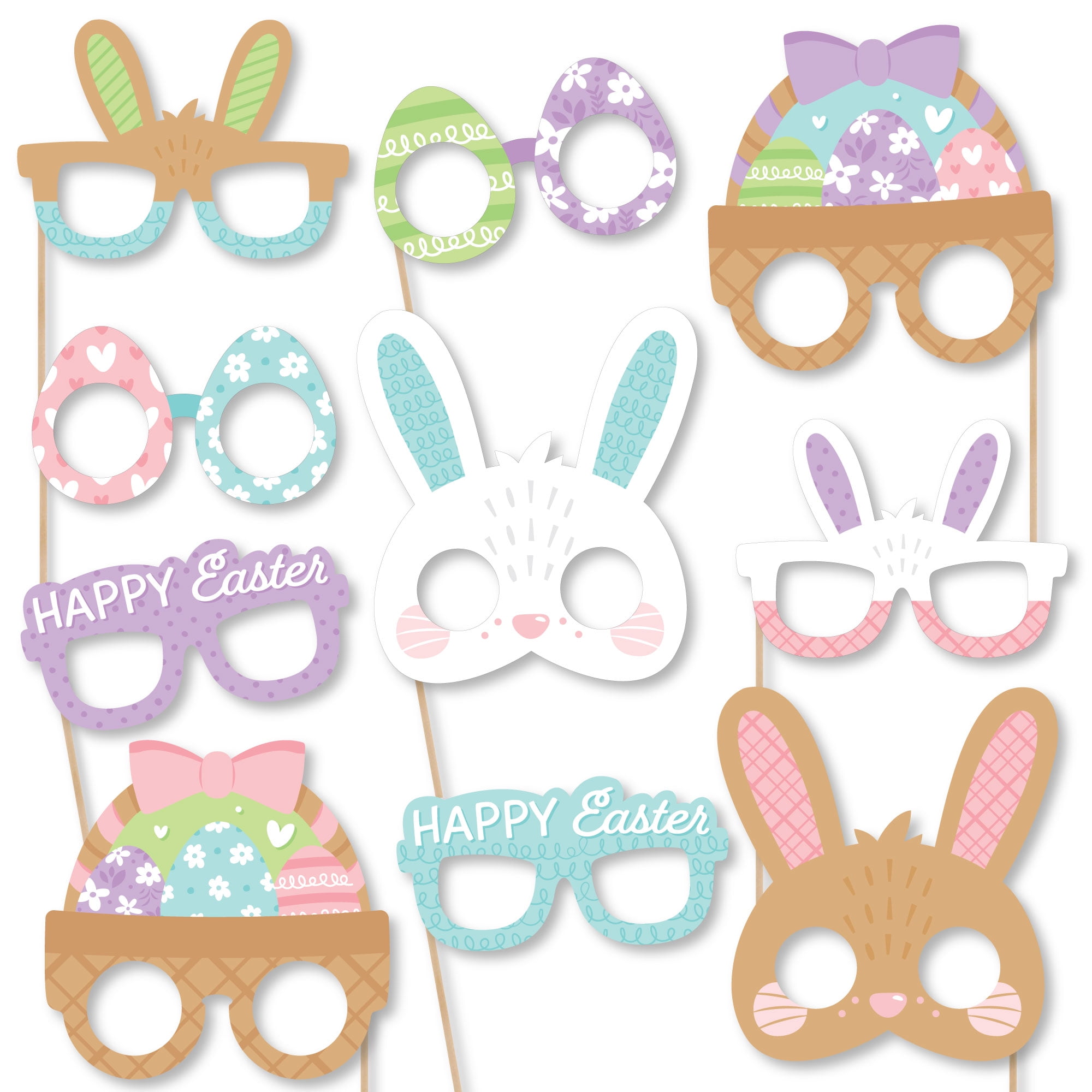 Big Dot of Happiness Spring Easter Bunny Glasses and Masks - Paper Card ...