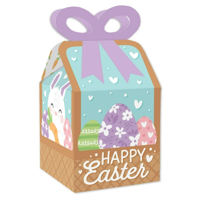 Big Dot of Happiness Spring Easter Bunny - Square Favor Gift Boxes ...