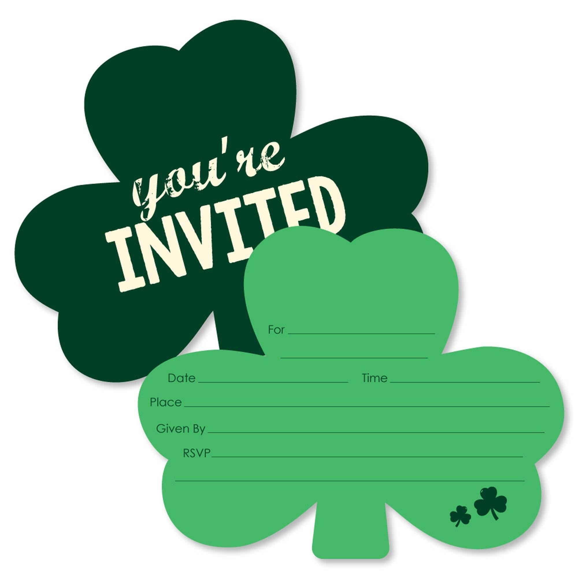 Big Dot of Happiness St. Patrick's Day - Shaped Fill-in Invitations ...