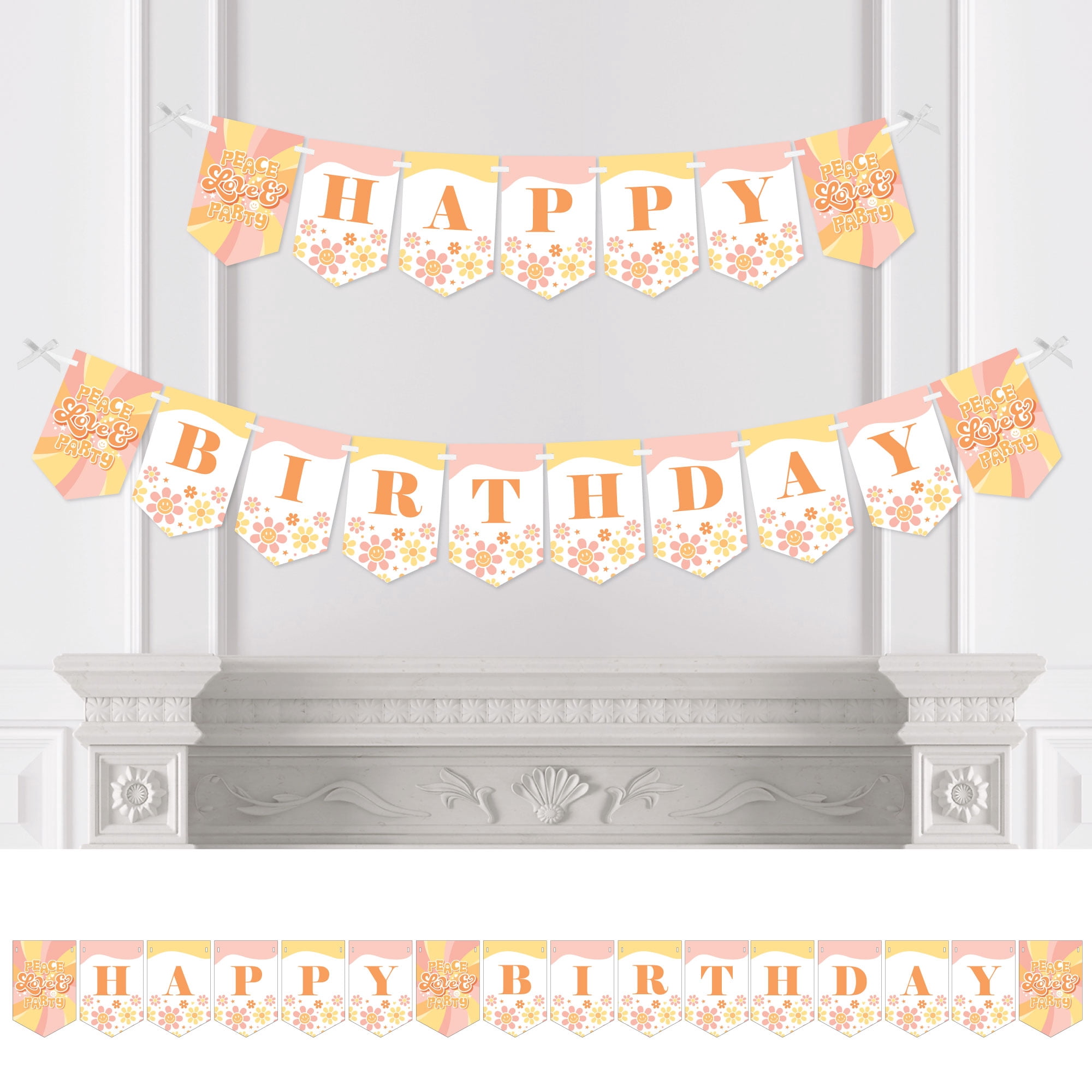 Big Dot of Happiness Stay Groovy - Hippie Birthday Party Bunting Banner ...