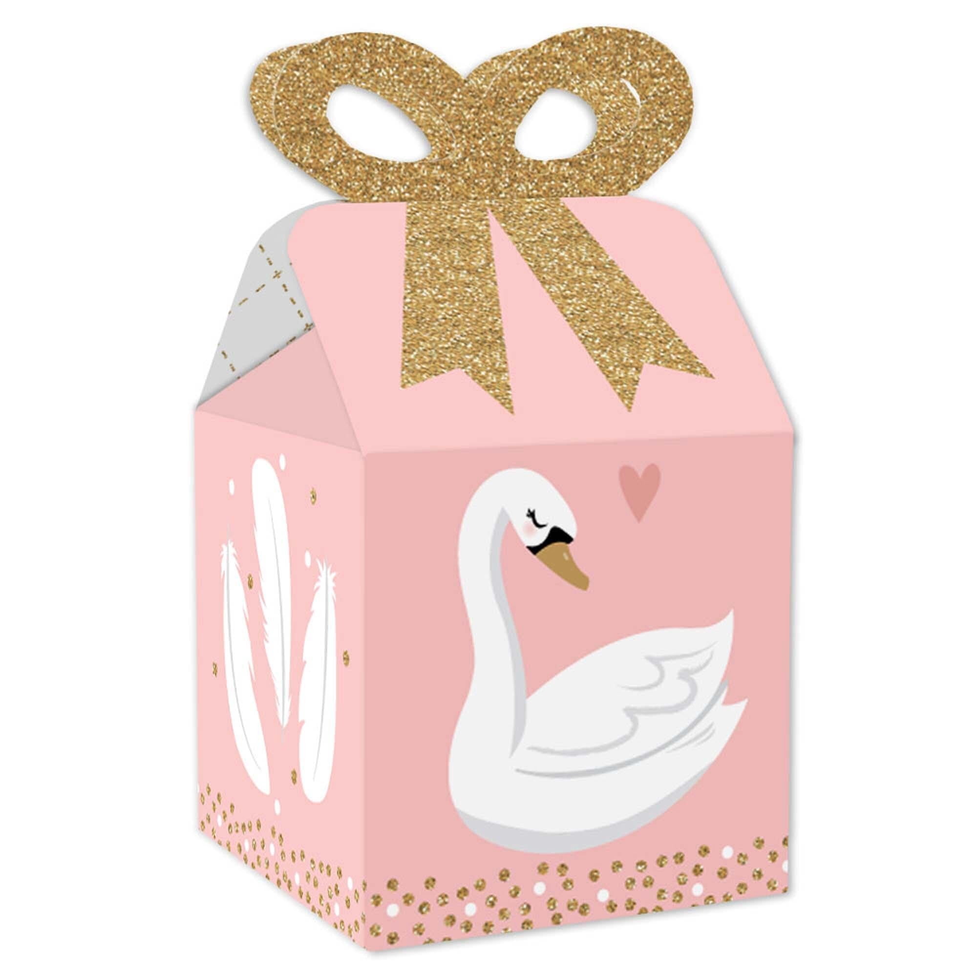 Big Dot of Happiness Swan Soiree - Square Favor Gift Boxes - White Swan ...