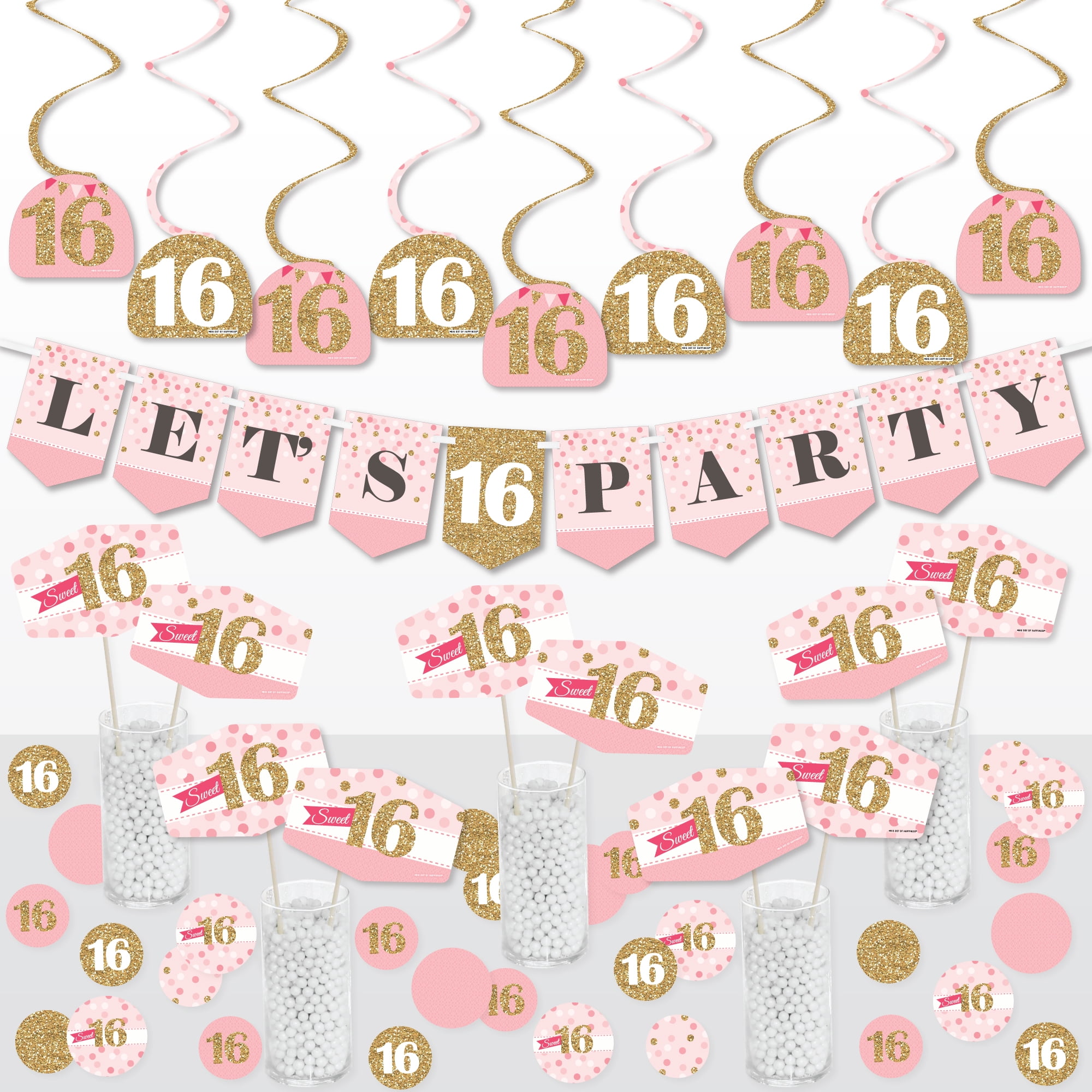 Big Dot of Happiness Sweet 16 - 16th Birthday Party Supplies Decoration ...
