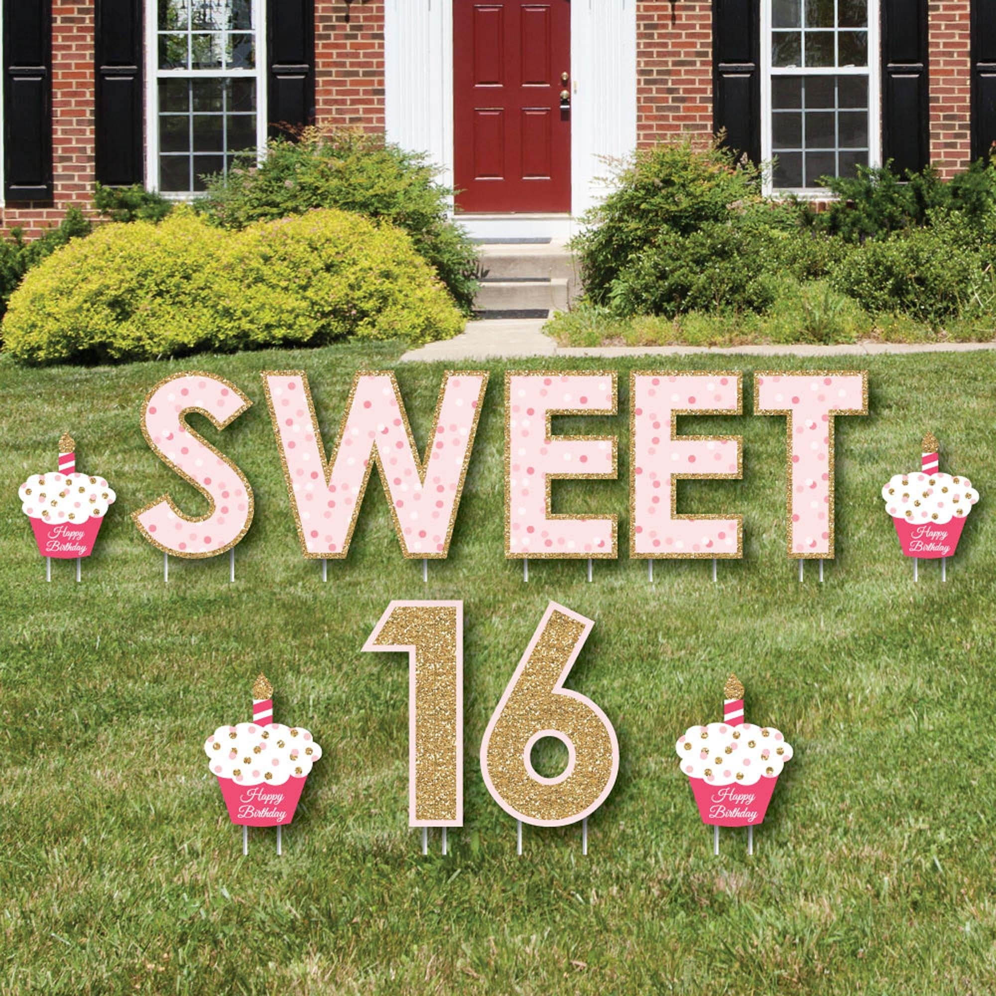 Sweet 16 - Outdoor Party Letters Yard Signs with Stakes - Happy ...