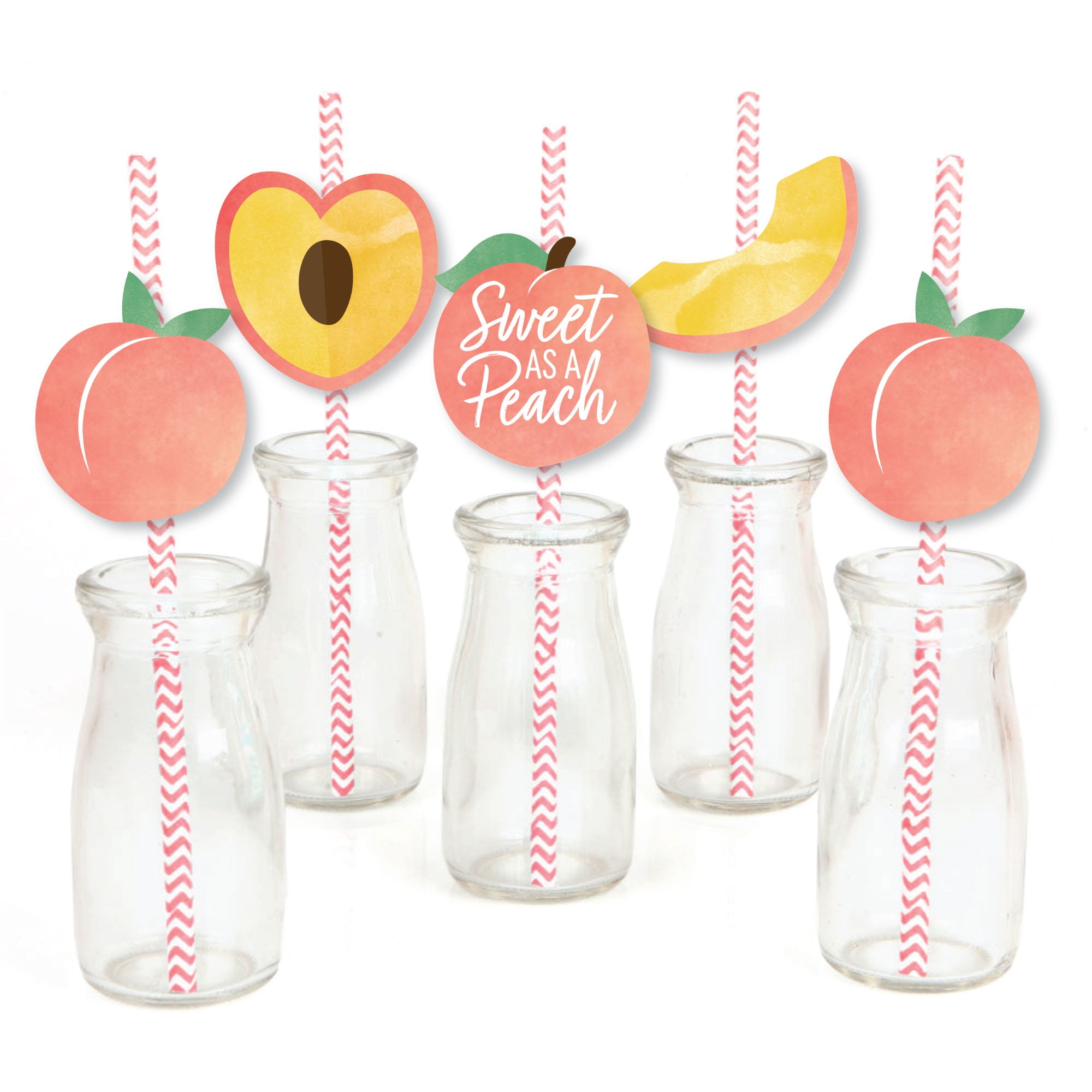 Big Dot of Happiness Sweet as a Peach - Paper Straw Decor - Fruit ...