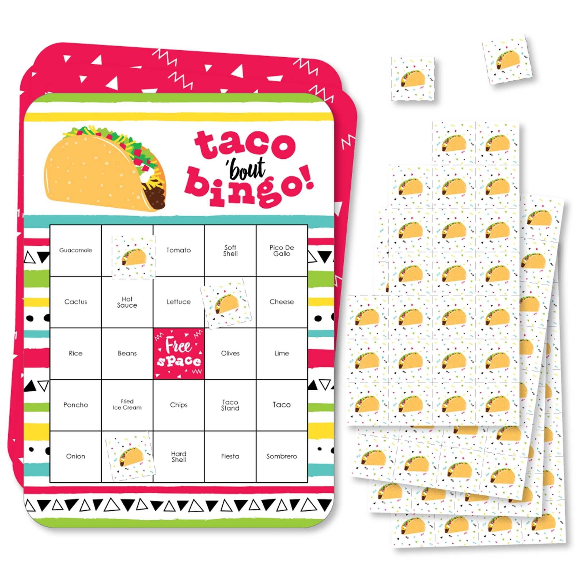 Big Dot of Happiness Taco 'Bout Fun - Bingo Cards and Markers - Fiesta ...
