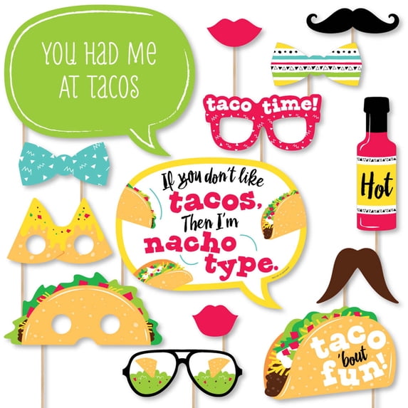 Big Dot of Happiness Taco 'Bout Fun - Fiesta Photo Booth Props Kit - 20 ...
