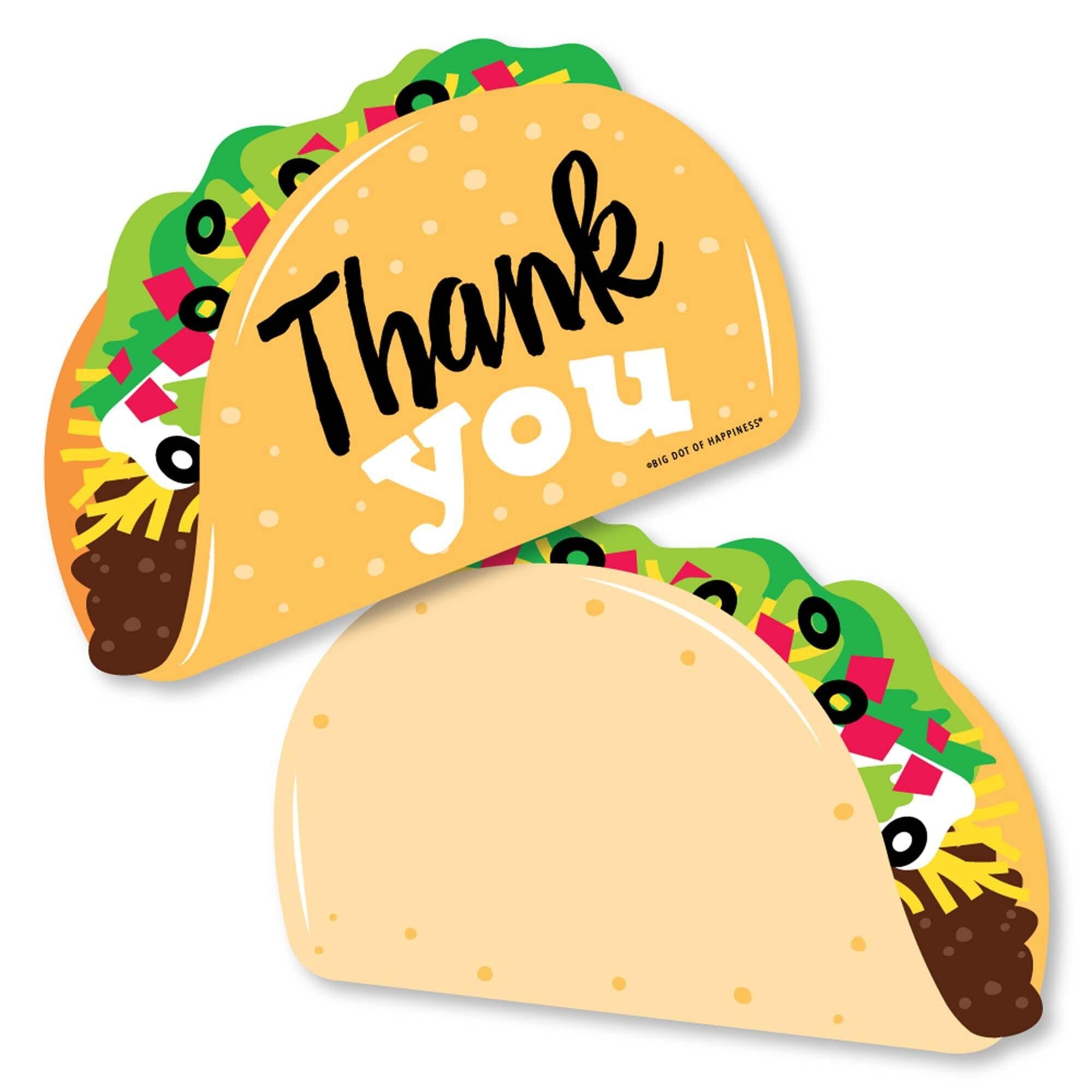 Big Dot of Happiness Taco 'Bout Fun - Shaped Thank You Cards - Fiesta Thank You Note Cards with ...