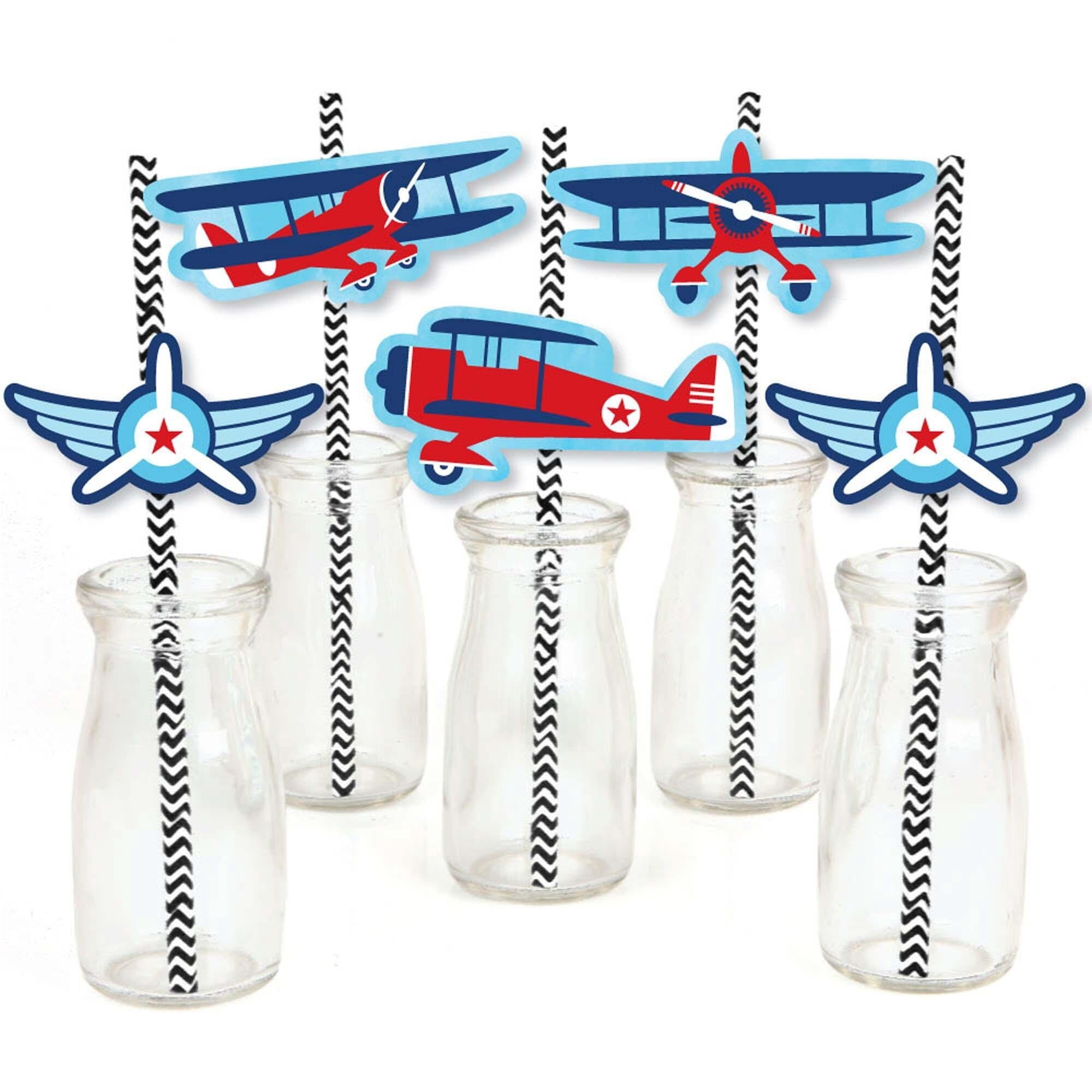 Big Dot of Happiness Taking Flight - Airplane - Paper Straw Decor ...