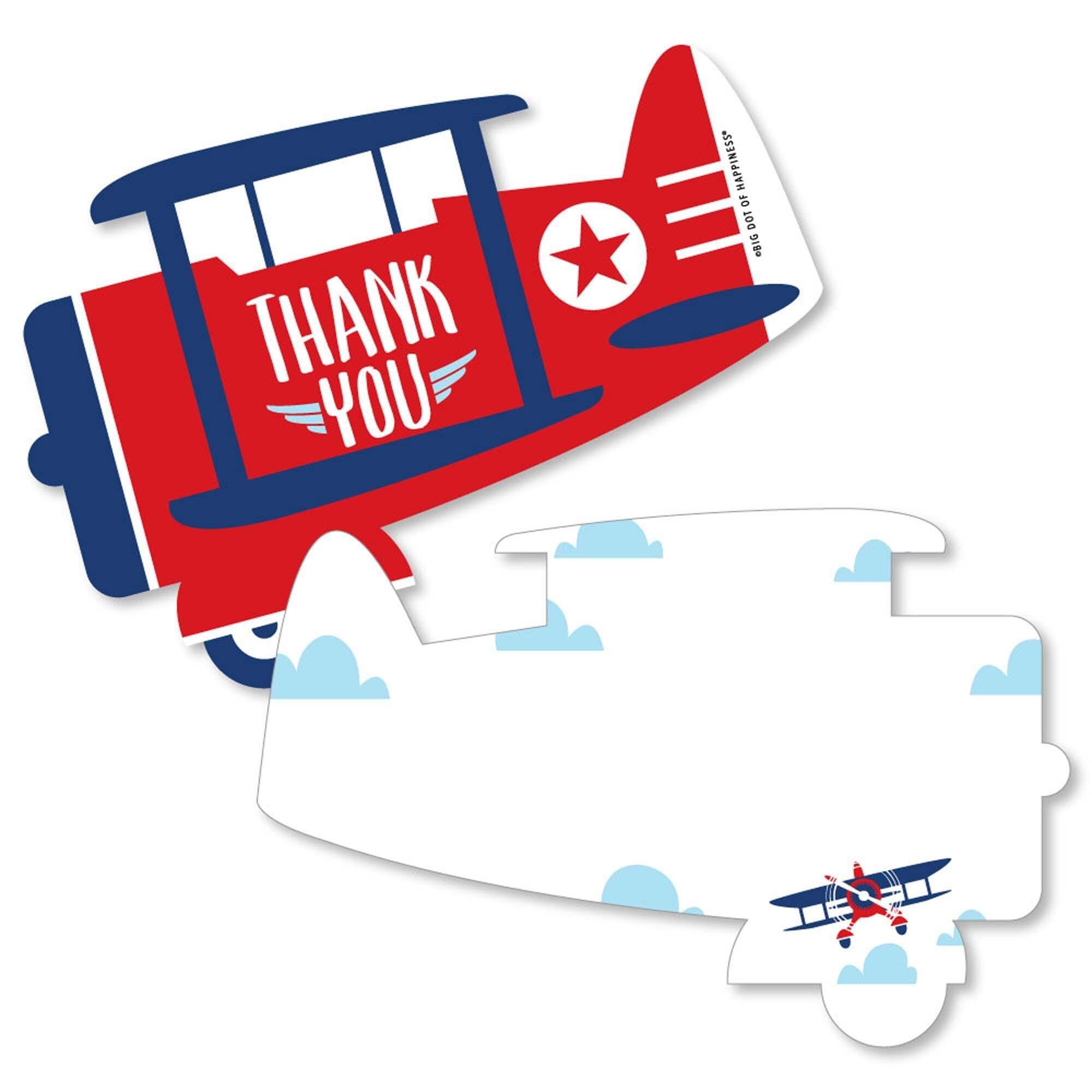 Big Dot of Happiness Taking Flight - Airplane - Shaped Thank You Cards ...