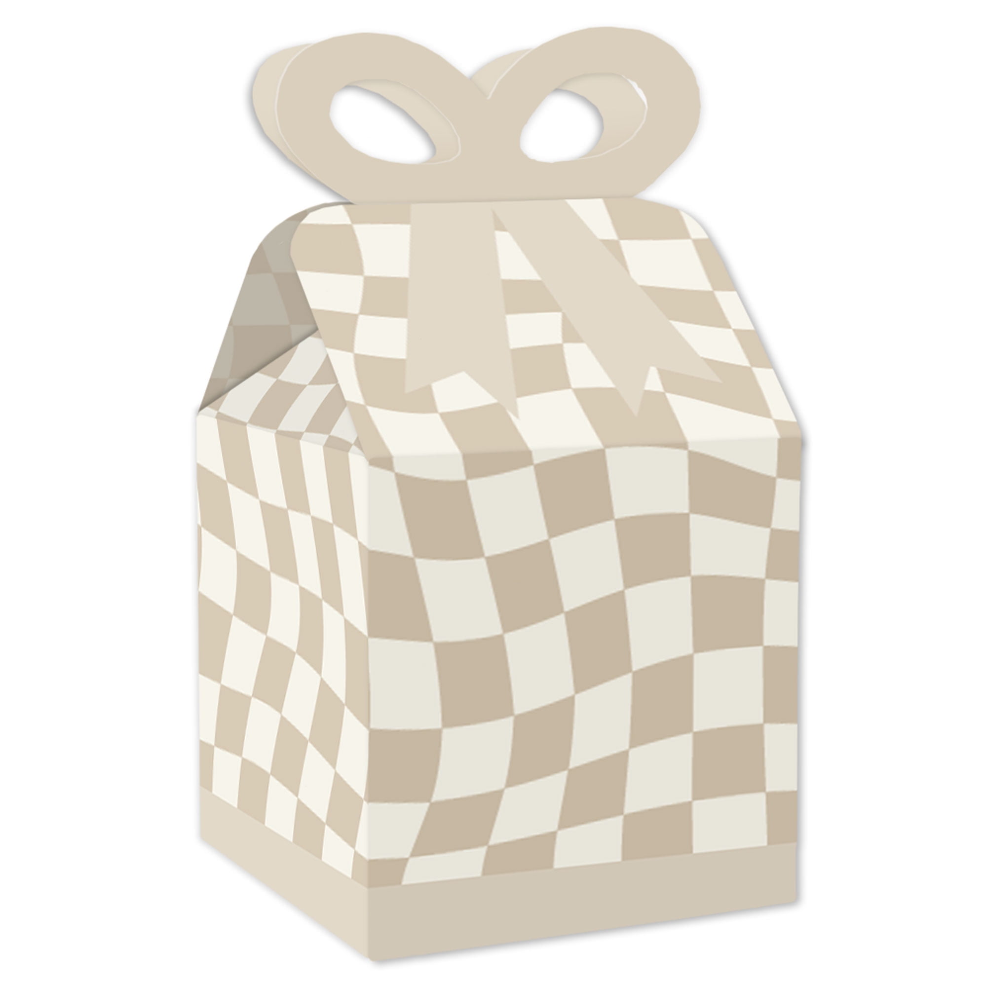 Big Dot of Happiness Tan Checkered Party - Square Favor Gift Boxes ...