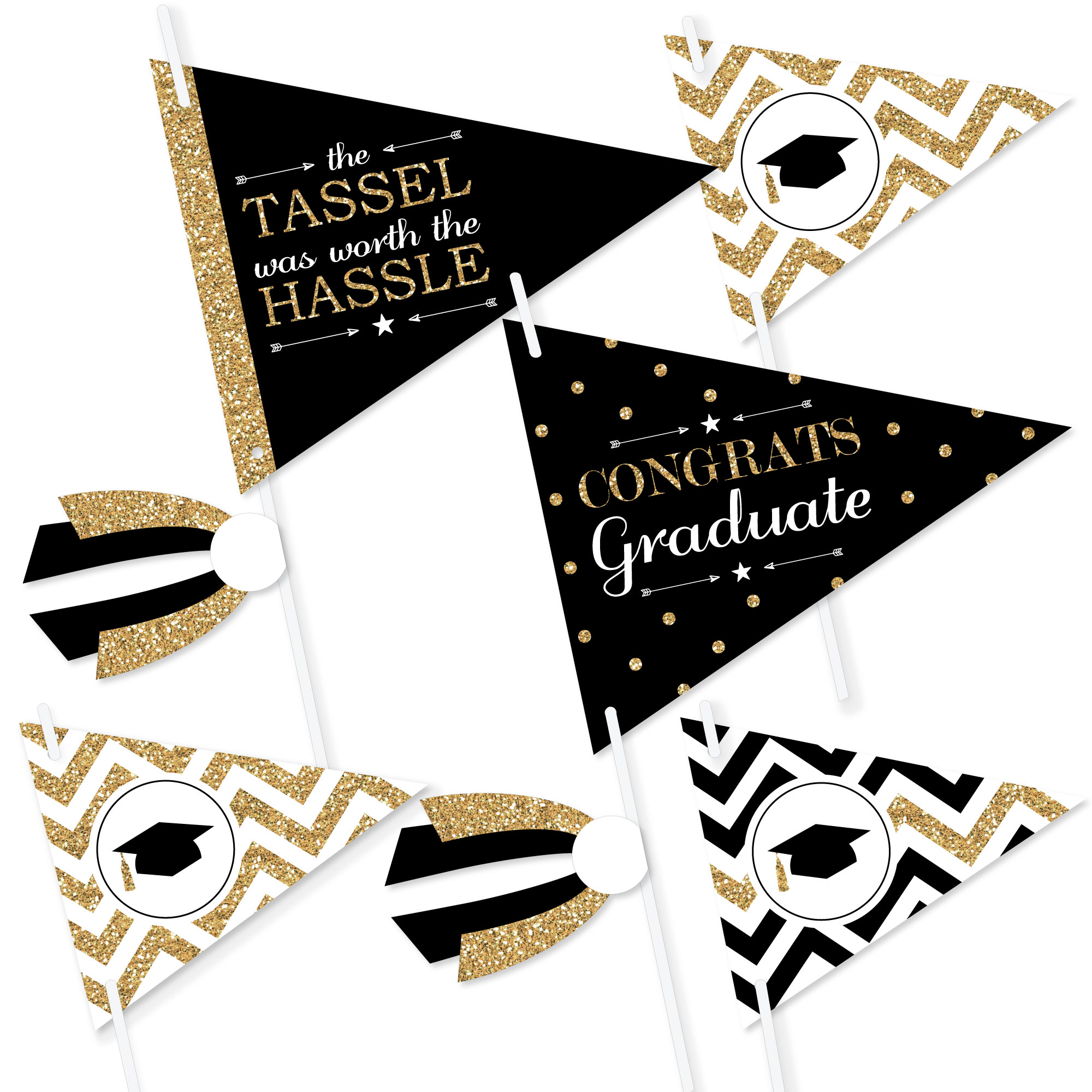 Big Dot of Happiness Tassel Worth The Hassle - Gold - Triangle ...