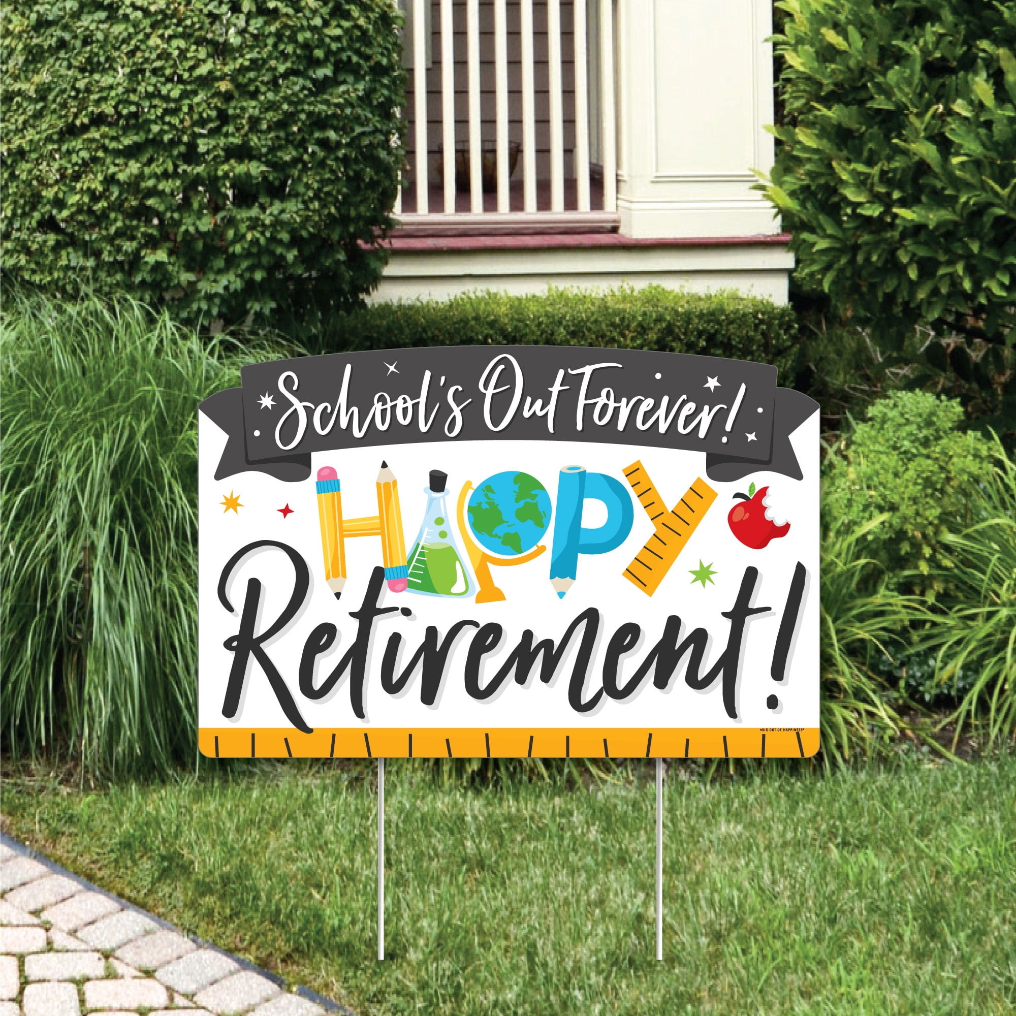 Big Dot of Happiness - Outdoor Teacher Retirement Party Yard Sign ...