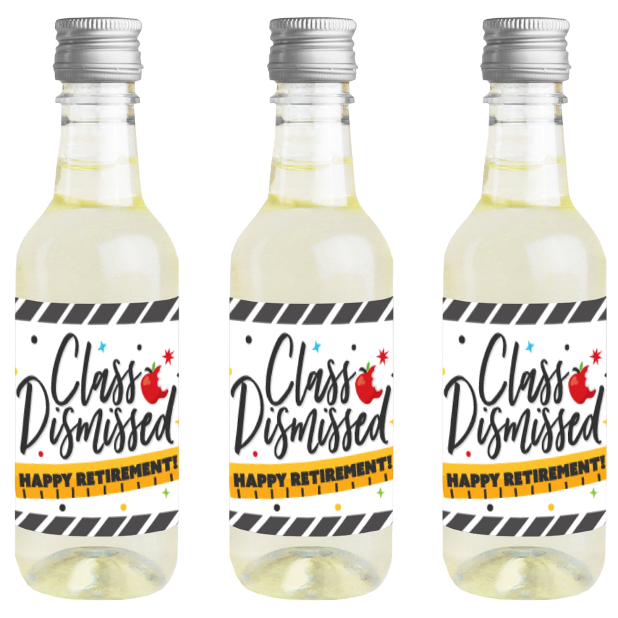 Big Dot of Happiness Teacher Retirement - Mini Wine Champagne Bottle ...