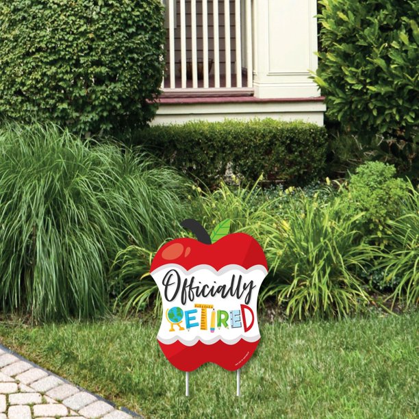 Big Dot of Happiness Teacher Retirement - Outdoor Lawn Sign - Happy ...