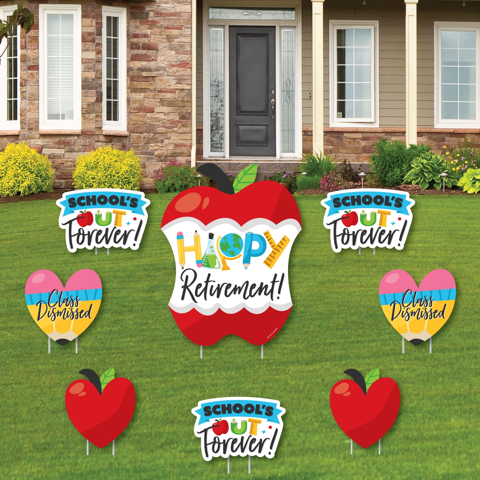 Big Dot of Happiness Teacher Retirement - Yard Sign and Outdoor Lawn ...