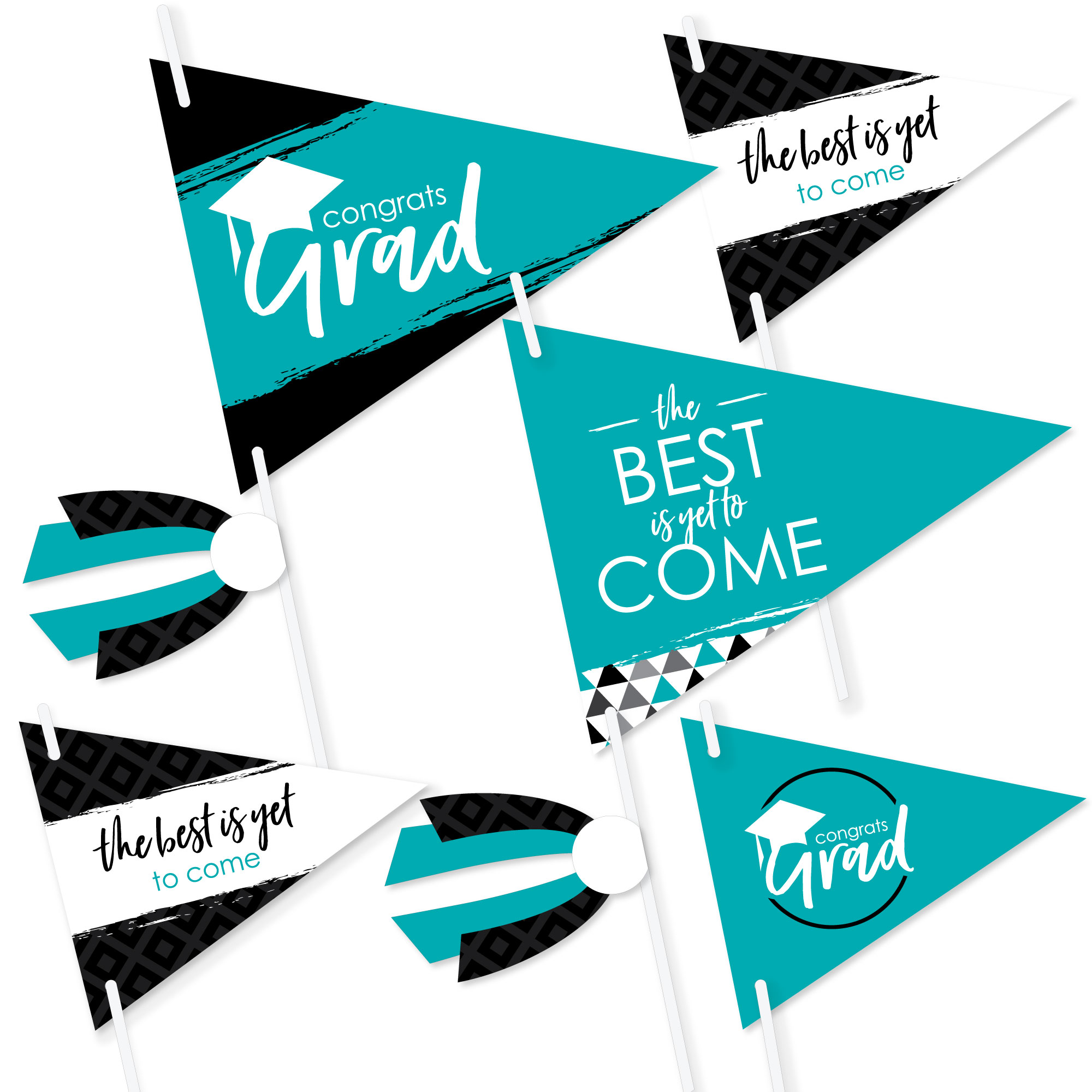 Big Dot of Happiness Teal Grad - Best is Yet to Come - Triangle ...