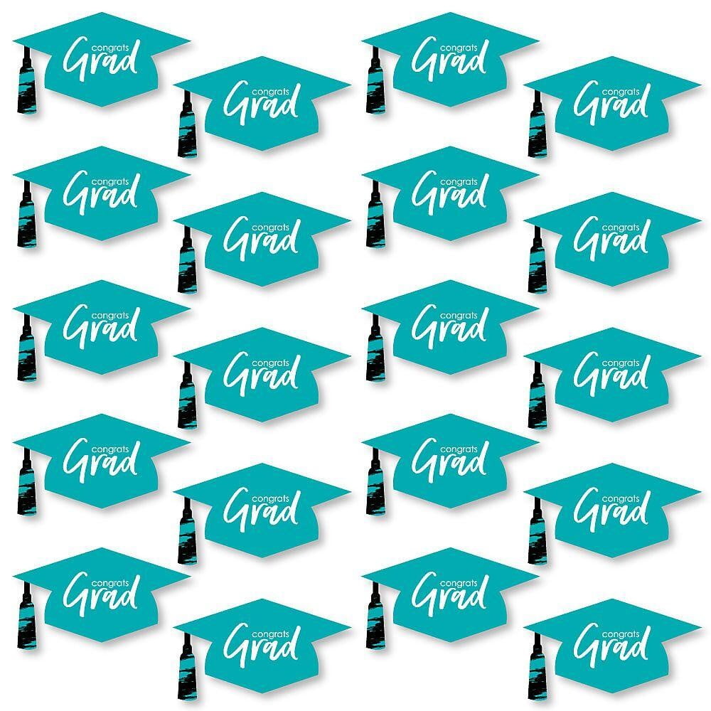Big Dot of Happiness Teal Graduation Hat Decorations - DIY Large Party ...