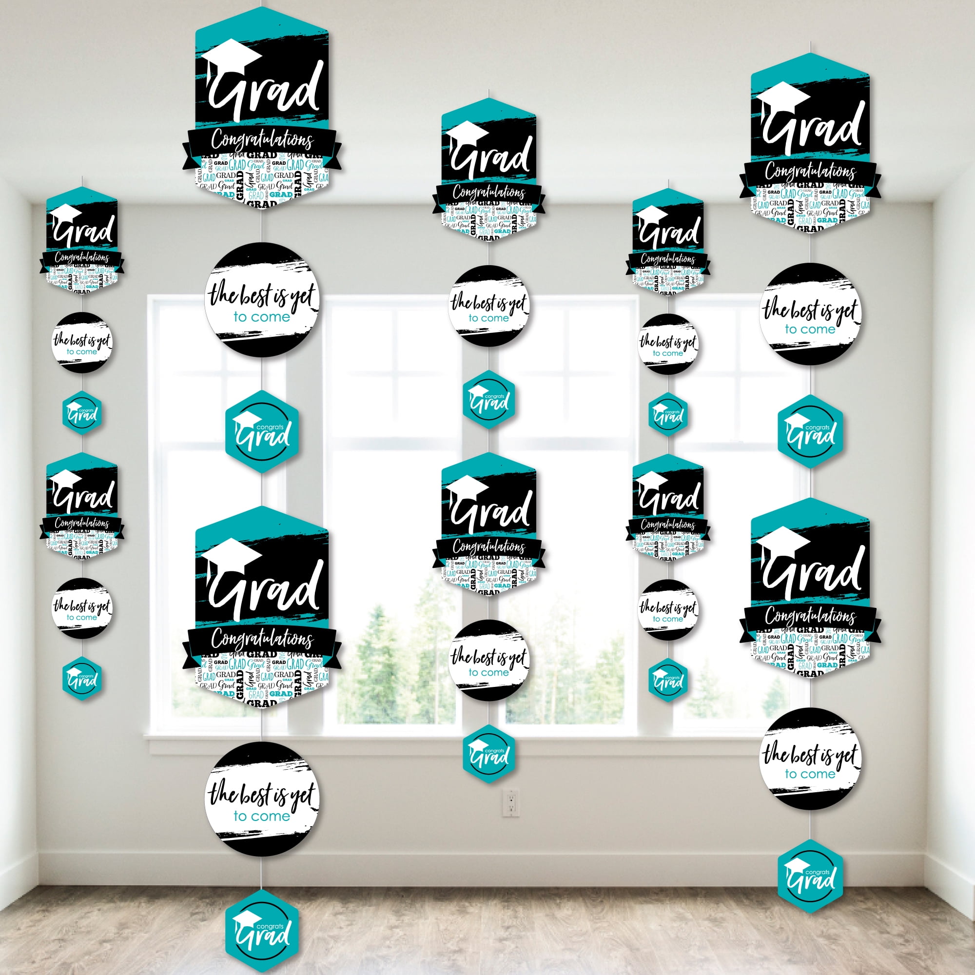 Big Dot of Happiness Teal Graduation Party DIY Dangler Backdrop ...