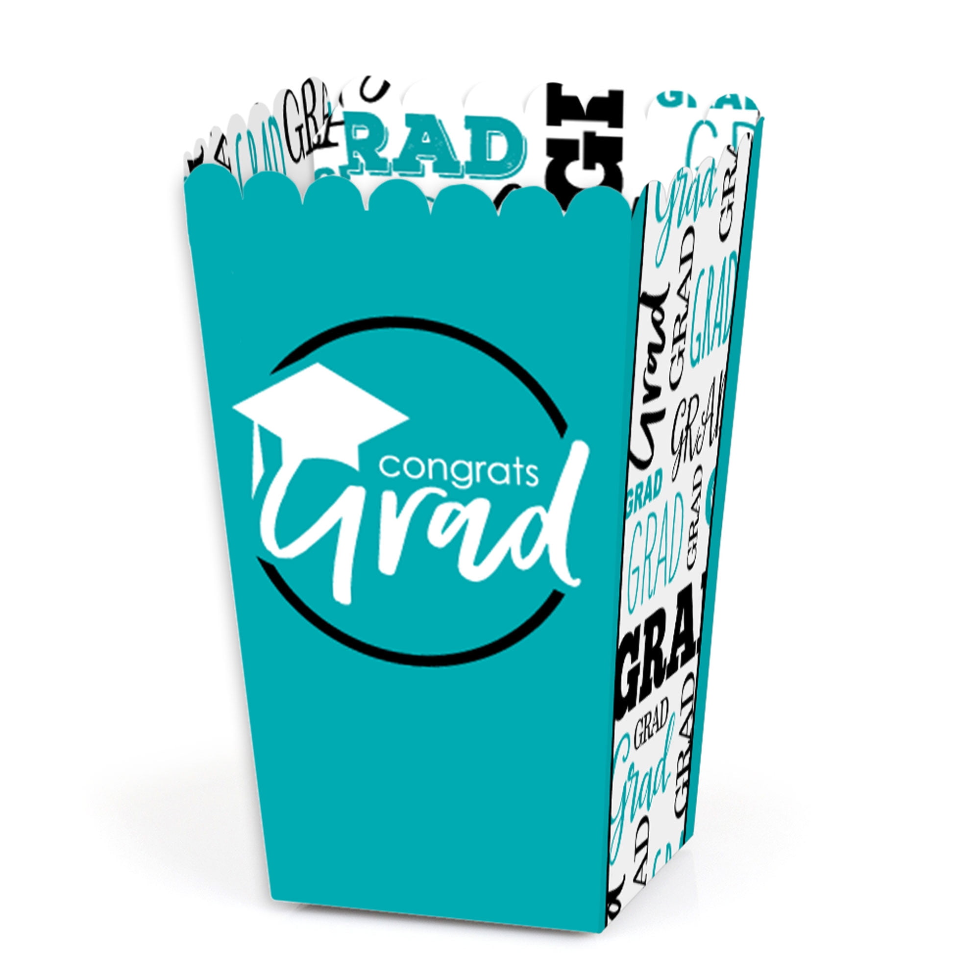 Big Dot of Happiness Teal Graduation Party Favor Popcorn Treat Boxes ...