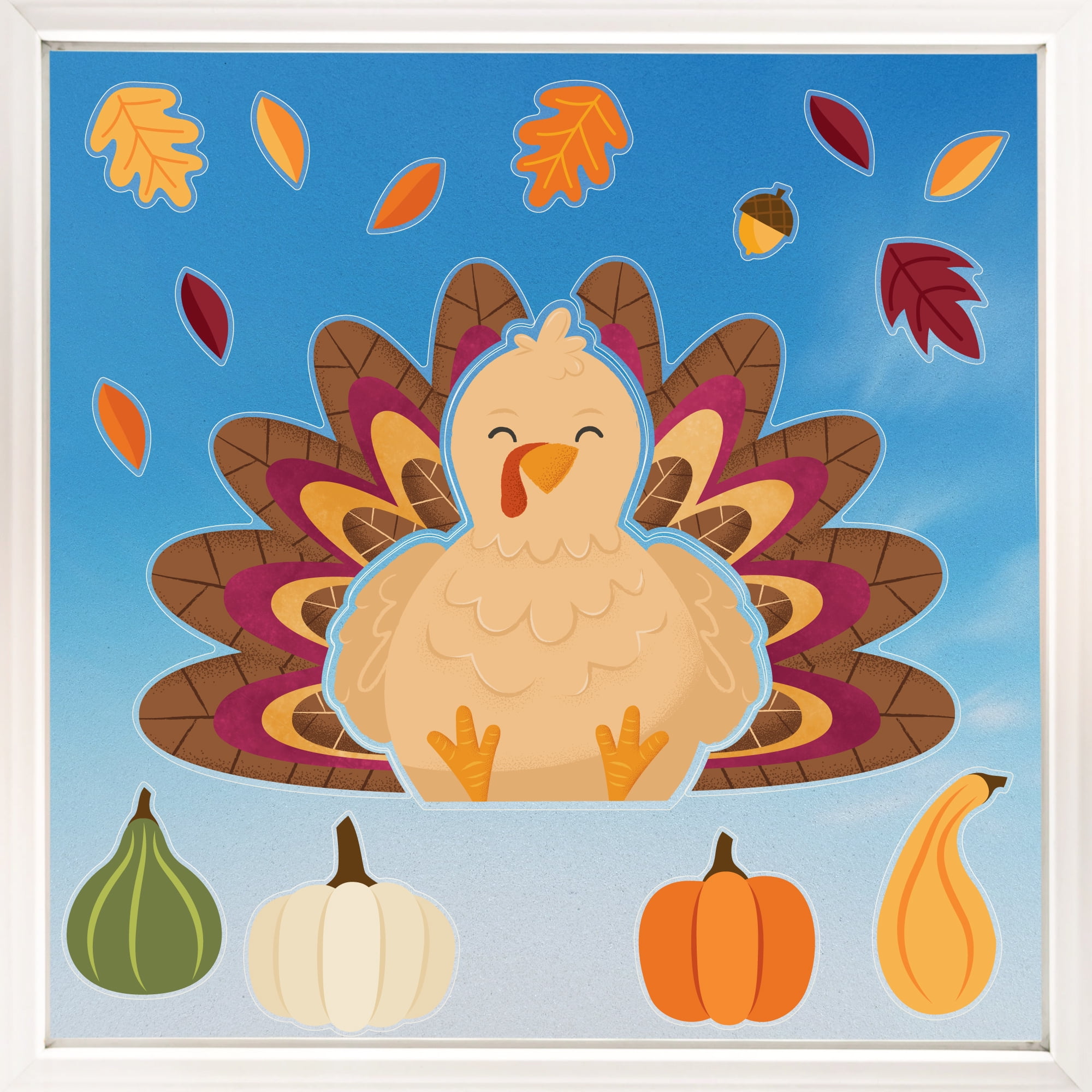 Big Dot of Happiness Thanksgiving Turkey Window Clings, Reusable ...