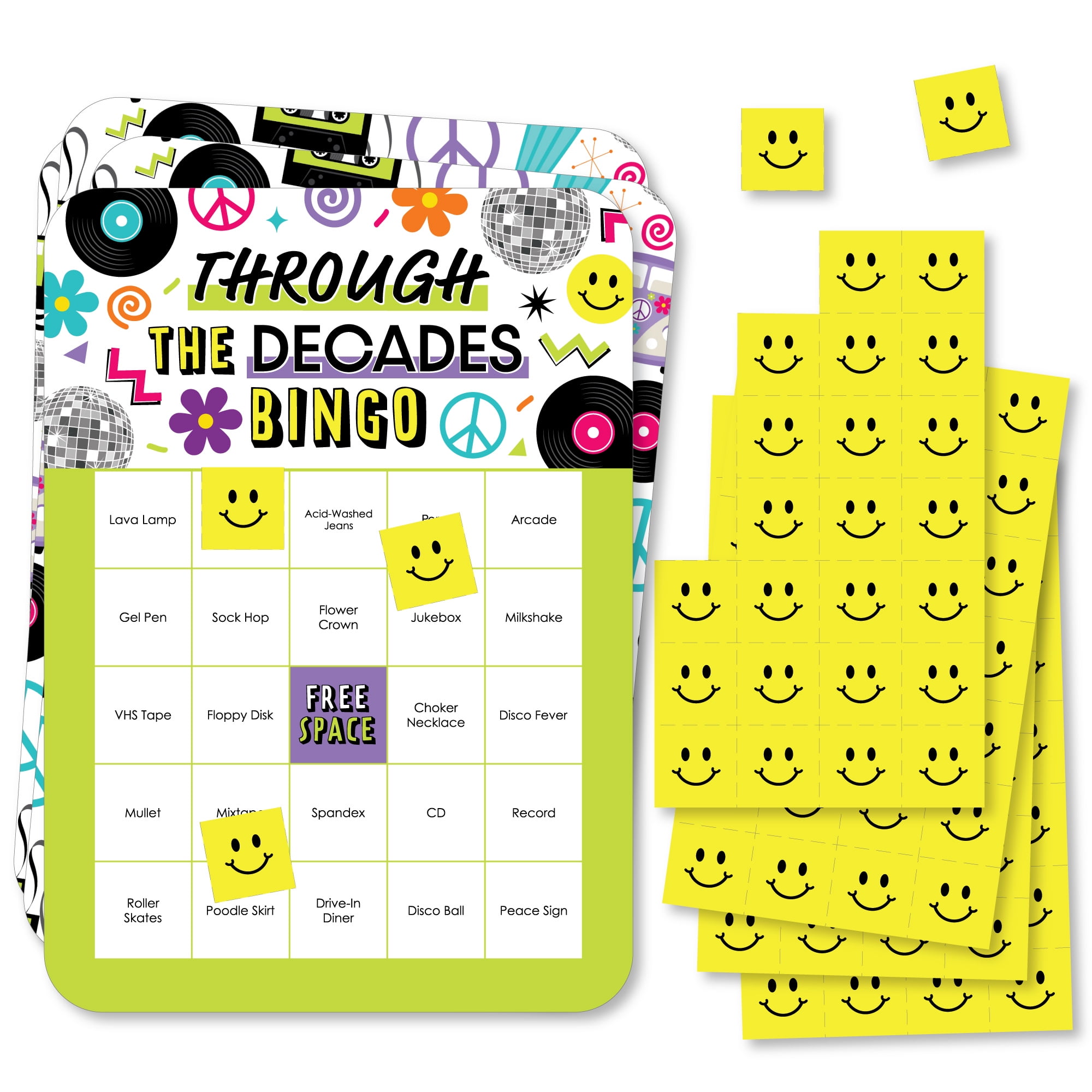 Big Dot of Happiness Through the Decades - Bingo Cards and Markers ...