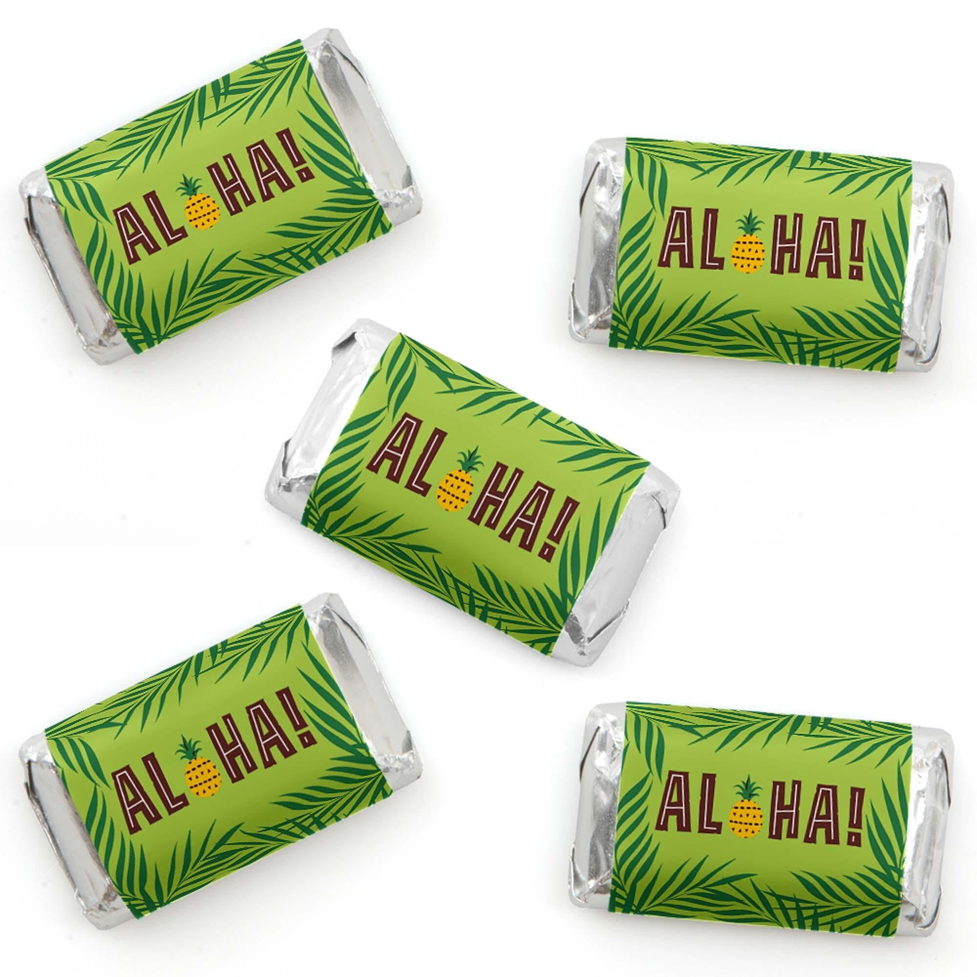 Big Dot of Happiness Tiki Luau Mini Candy Bar Wrappers, Hawaiian Summer ...
