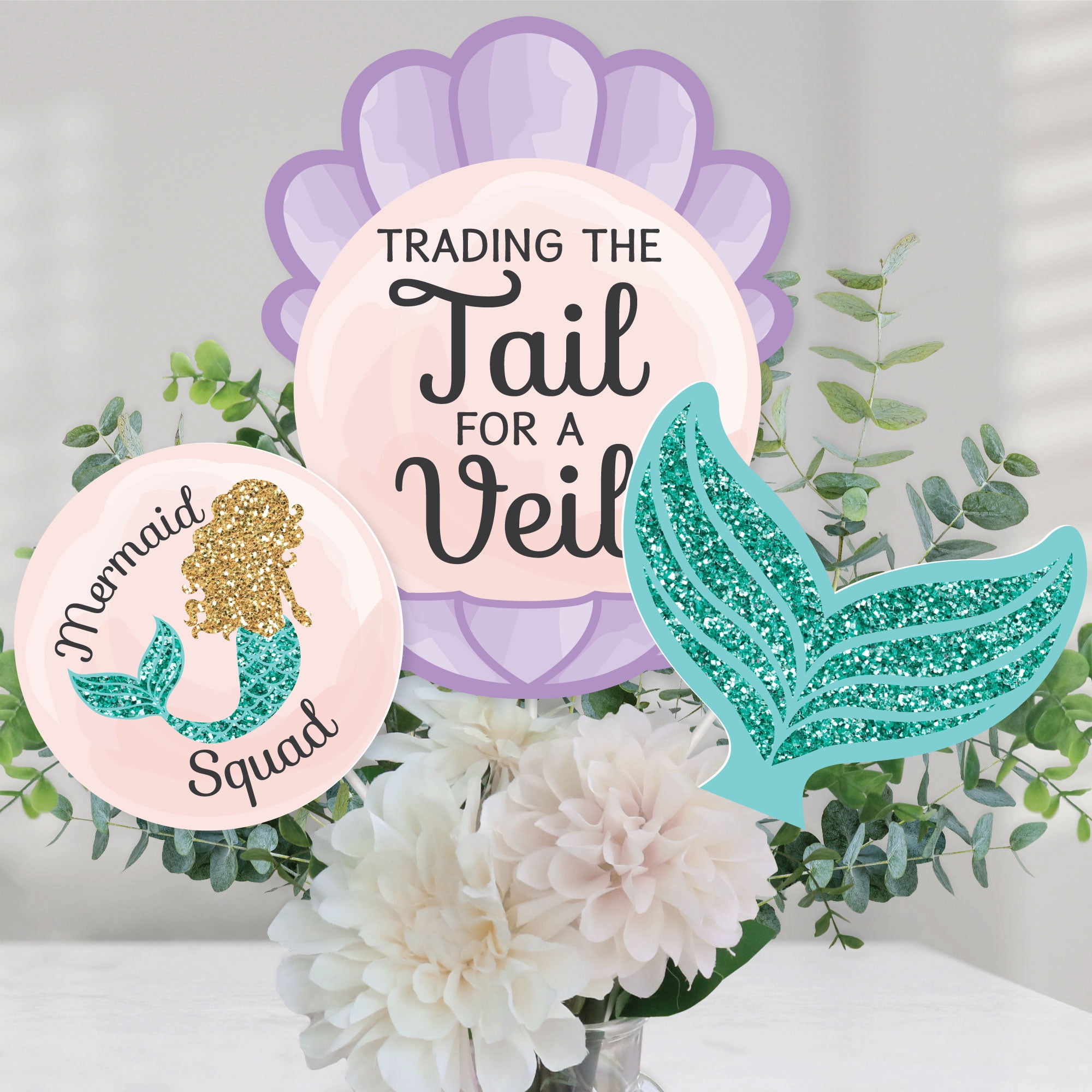 Big Dot of Happiness Trading The Tail for A Veil - Mermaid Bachelorette ...