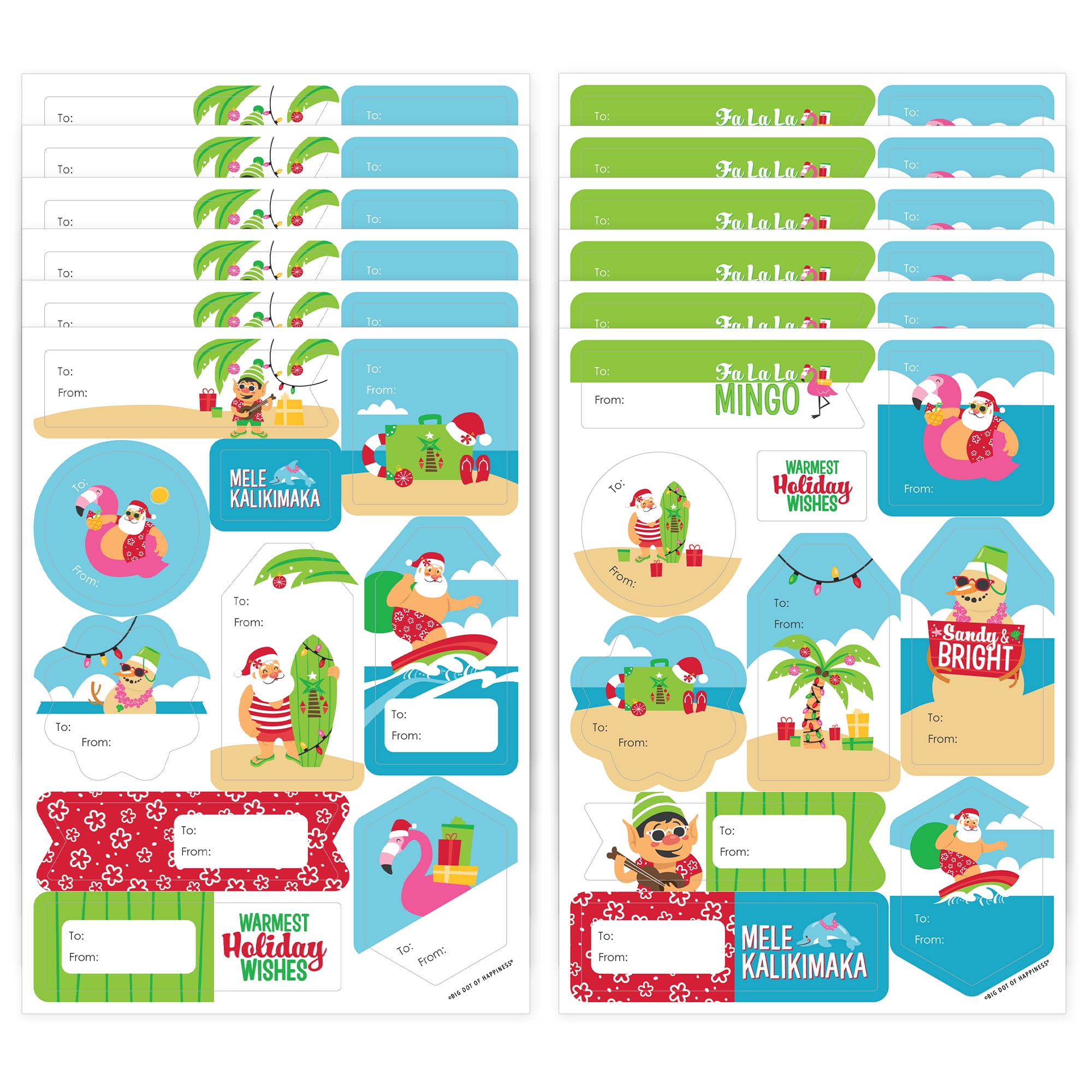 Big Dot of Happiness Tropical Christmas - Assorted Beach Santa Holiday ...