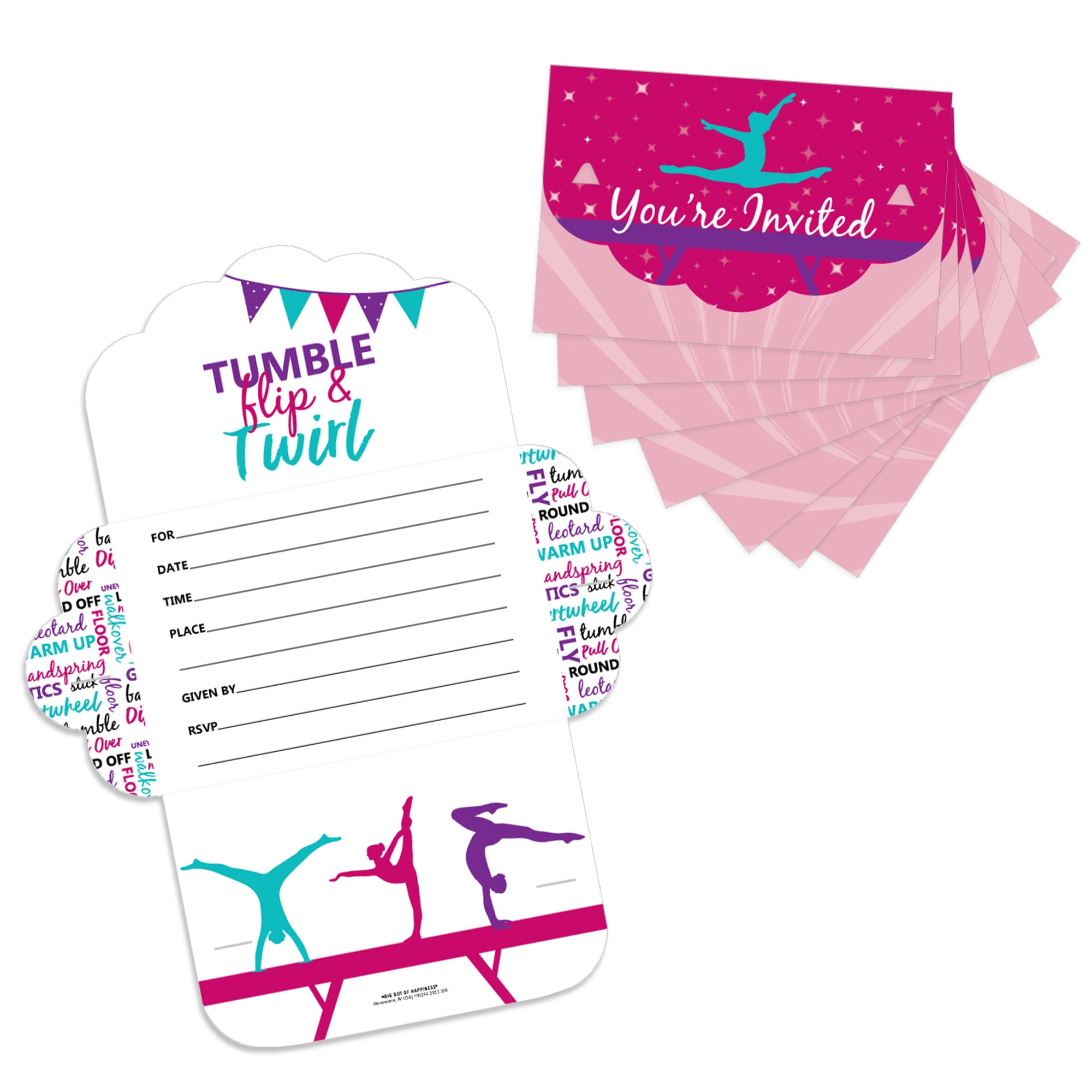 Big Dot of Happiness Tumble, Flip & Twirl - Gymnastics - Fill-In Cards ...