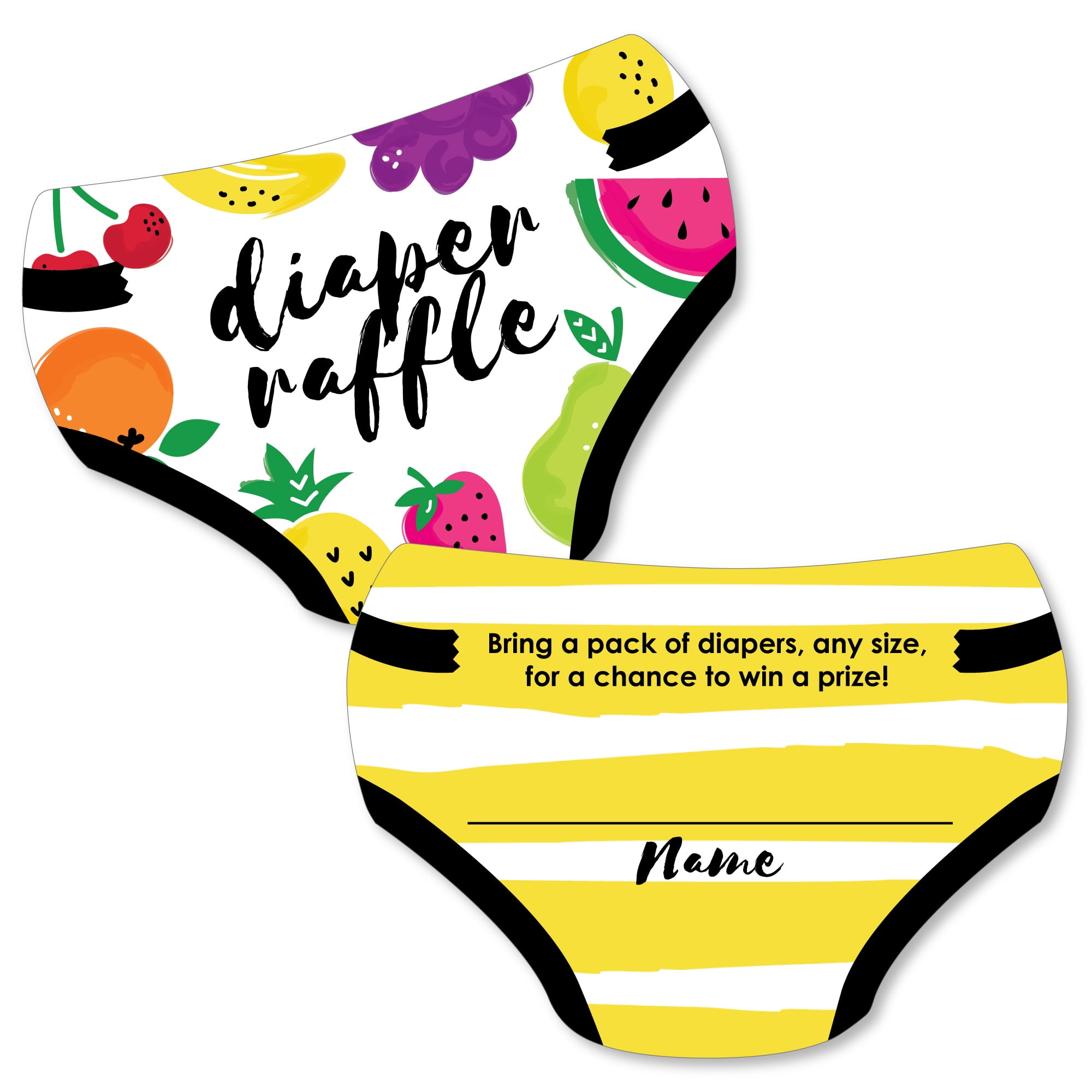 Big Dot of Happiness Tutti Fruity - Diaper Shaped Raffle Ticket Inserts ...