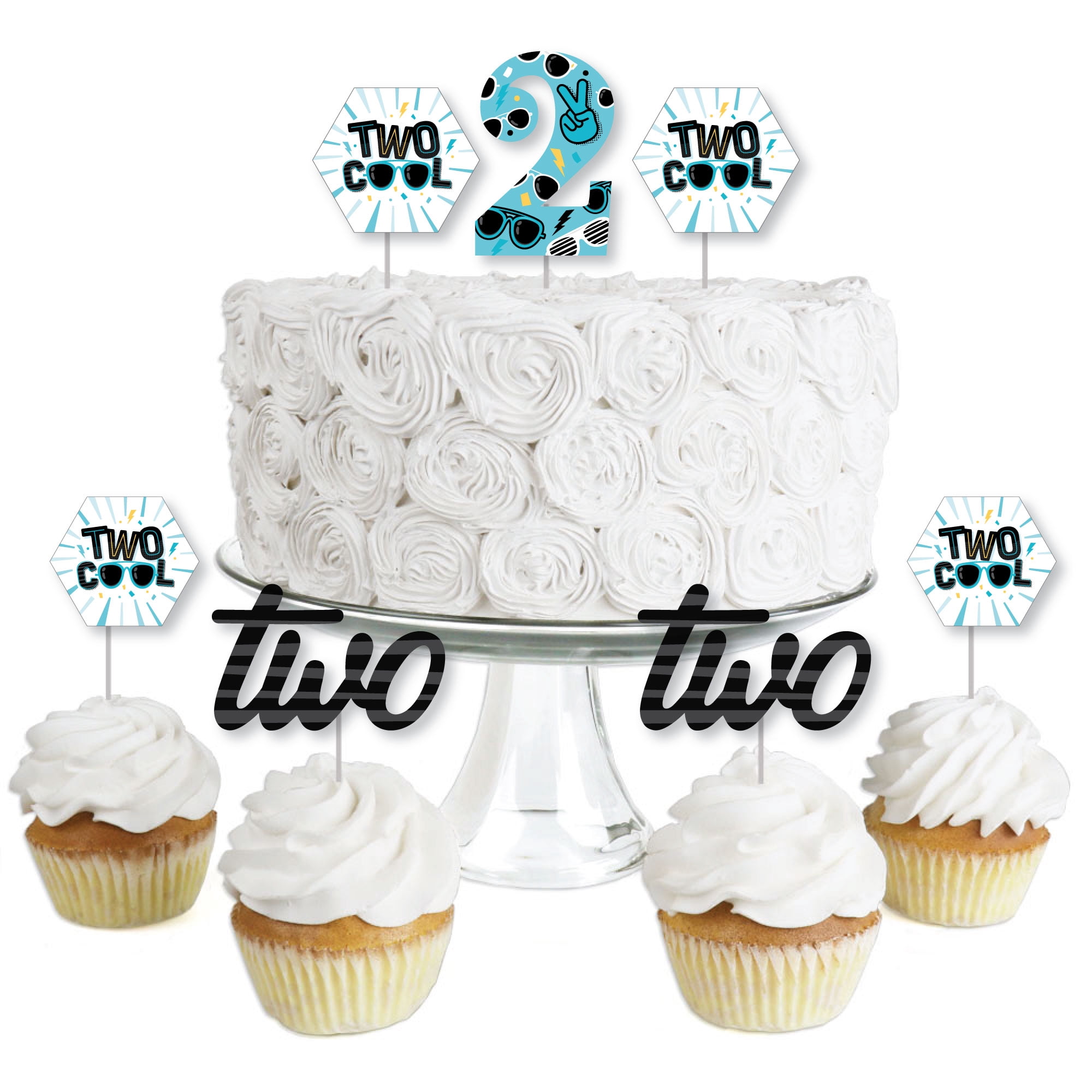 Big Dot of Happiness Two Cool - Boy - Dessert Cupcake Toppers - Blue ...