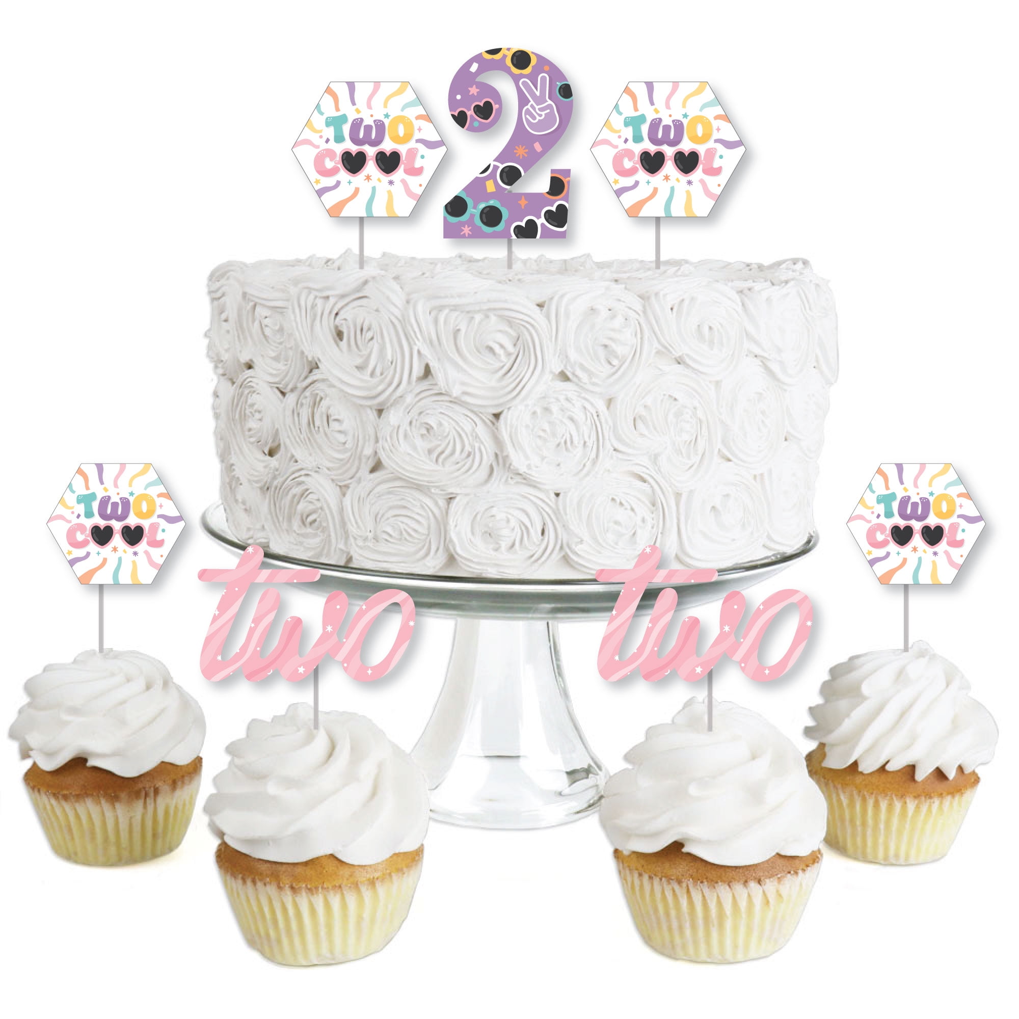 Big Dot of Happiness Two Cool - Girl - Dessert Cupcake Toppers - Pastel ...
