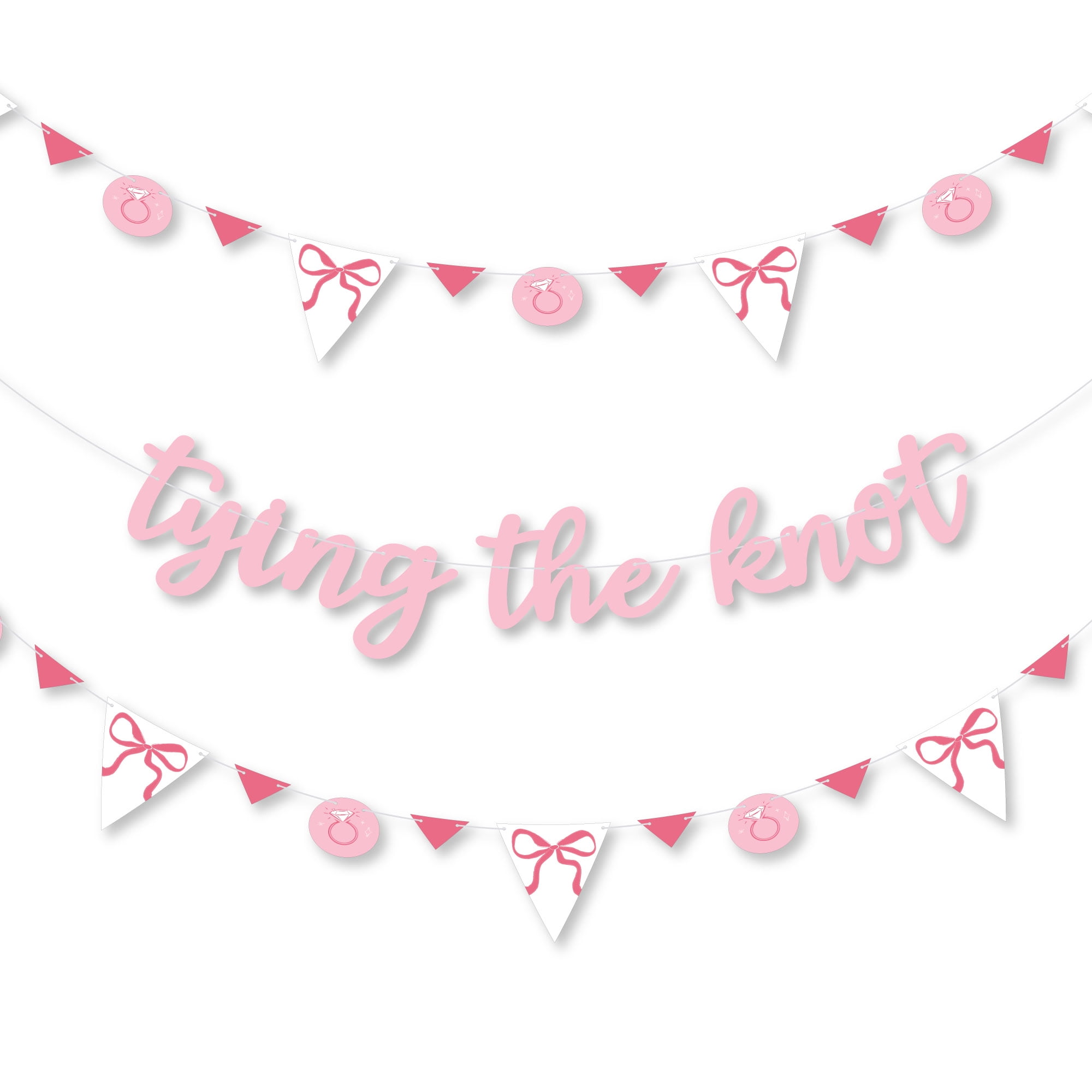 Big Dot of Happiness Tying the Knot Bridal Banner, Pink Bow Coquette ...