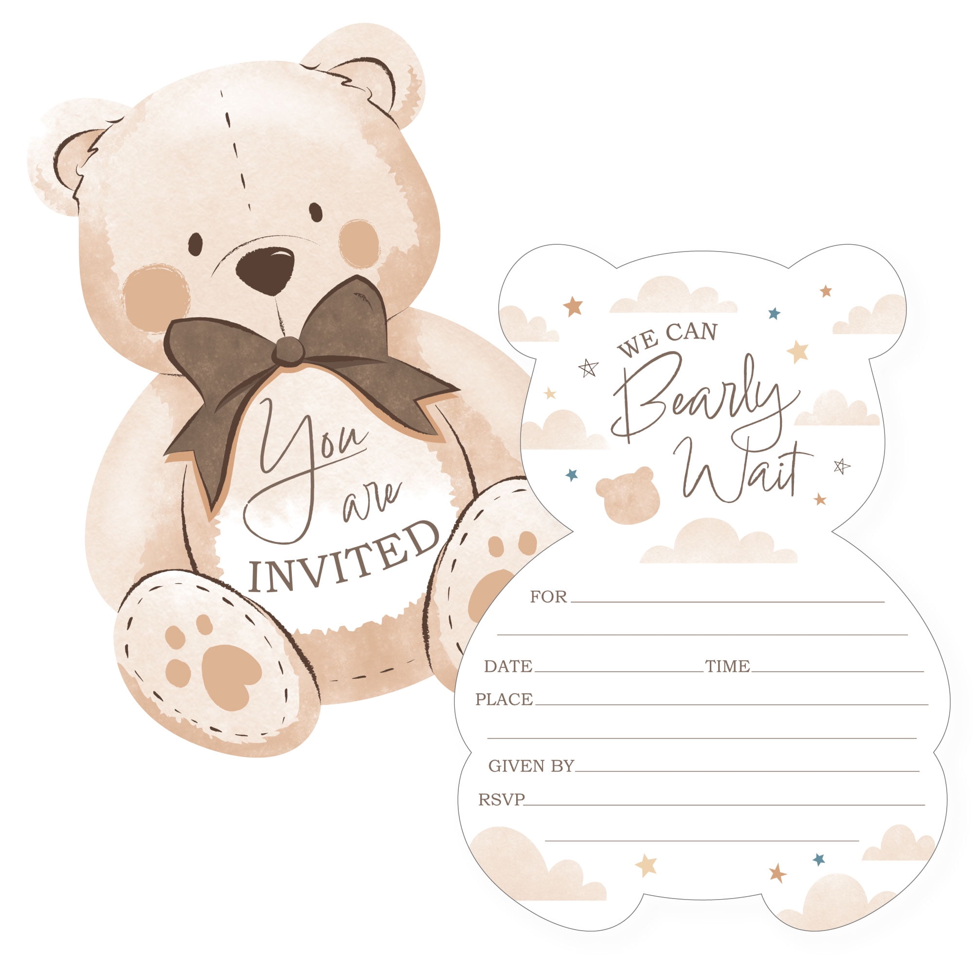 Big Dot of Happiness We Can Bearly Wait - Shaped Fill-In Invitations ...