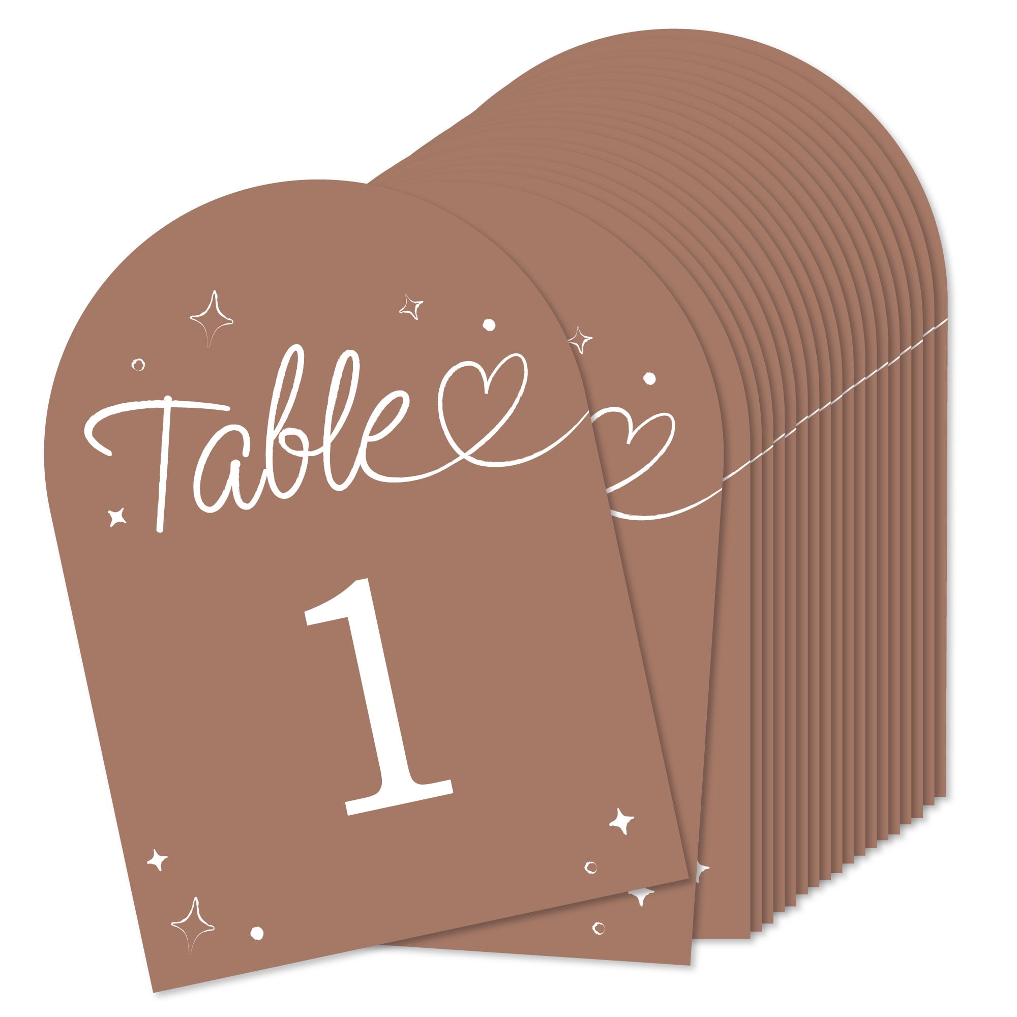 Big Dot of Happiness Wedding Hearts Mocha Brown Table Numbers ...
