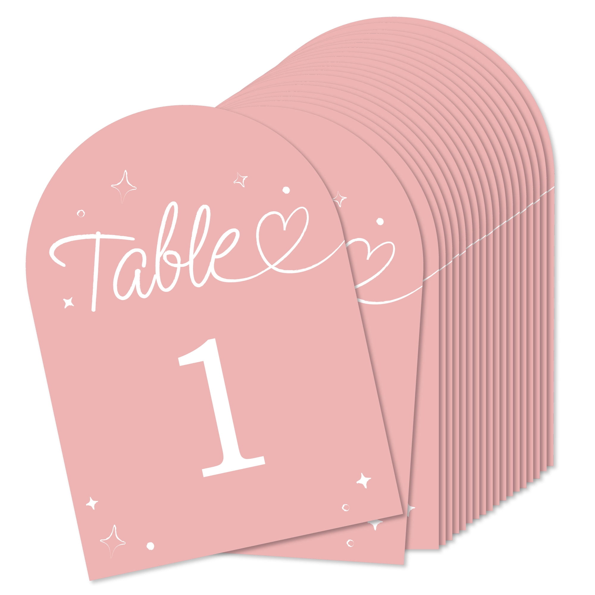 Big Dot of Happiness Wedding Hearts Pink Table Numbers Centerpieces ...
