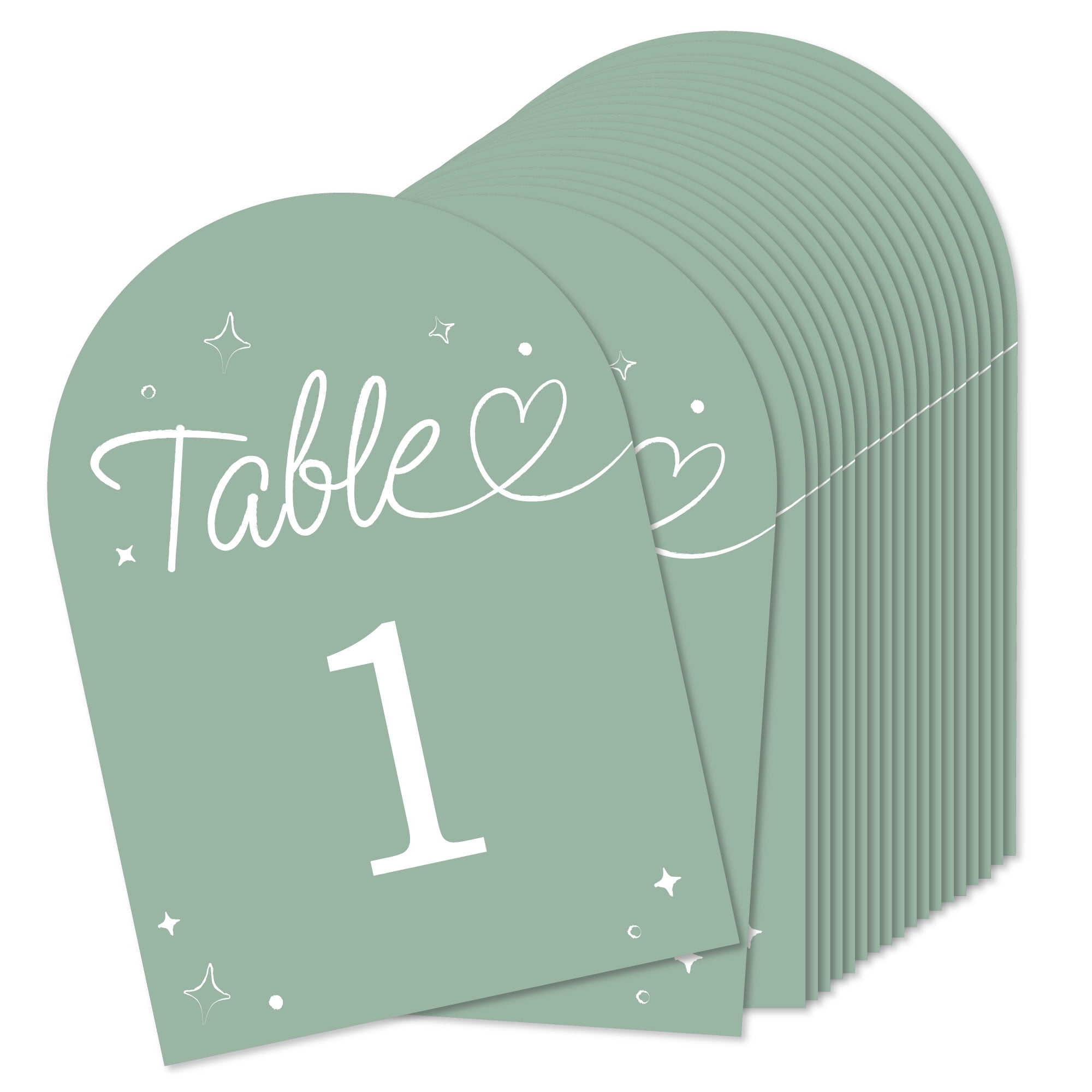 Big Dot of Happiness Wedding Hearts Sage Green Table Numbers ...