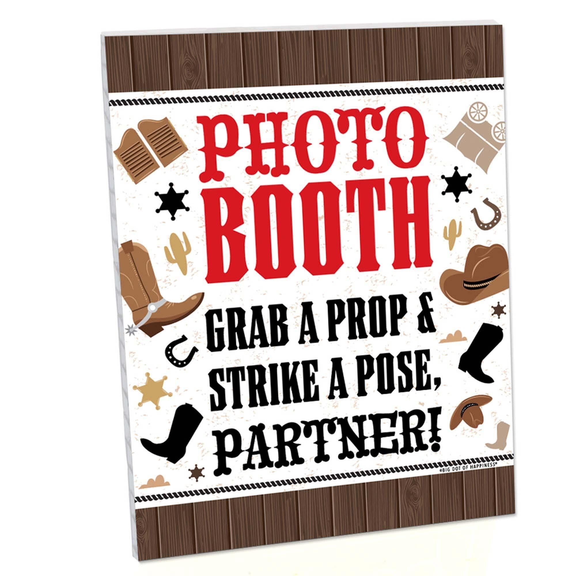 Big Dot of Happiness Western Hoedown Photo Booth Sign - Cowboy Party ...