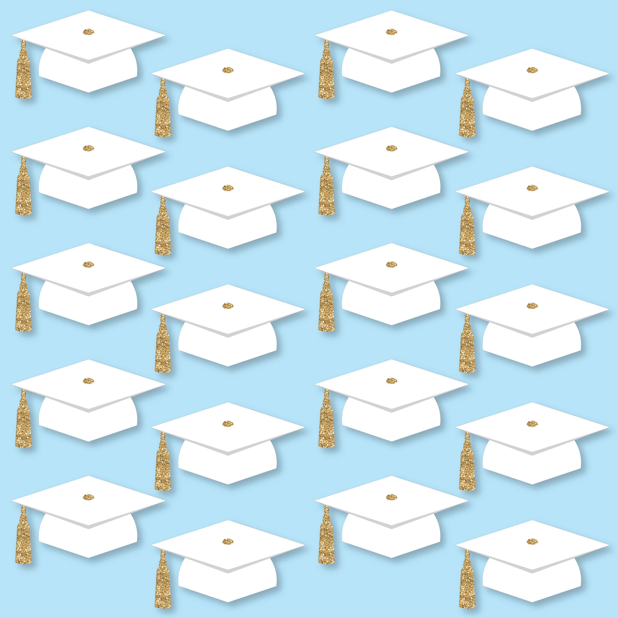 Big Dot of Happiness White and Gold Graduation Cap Decorations, DIY ...